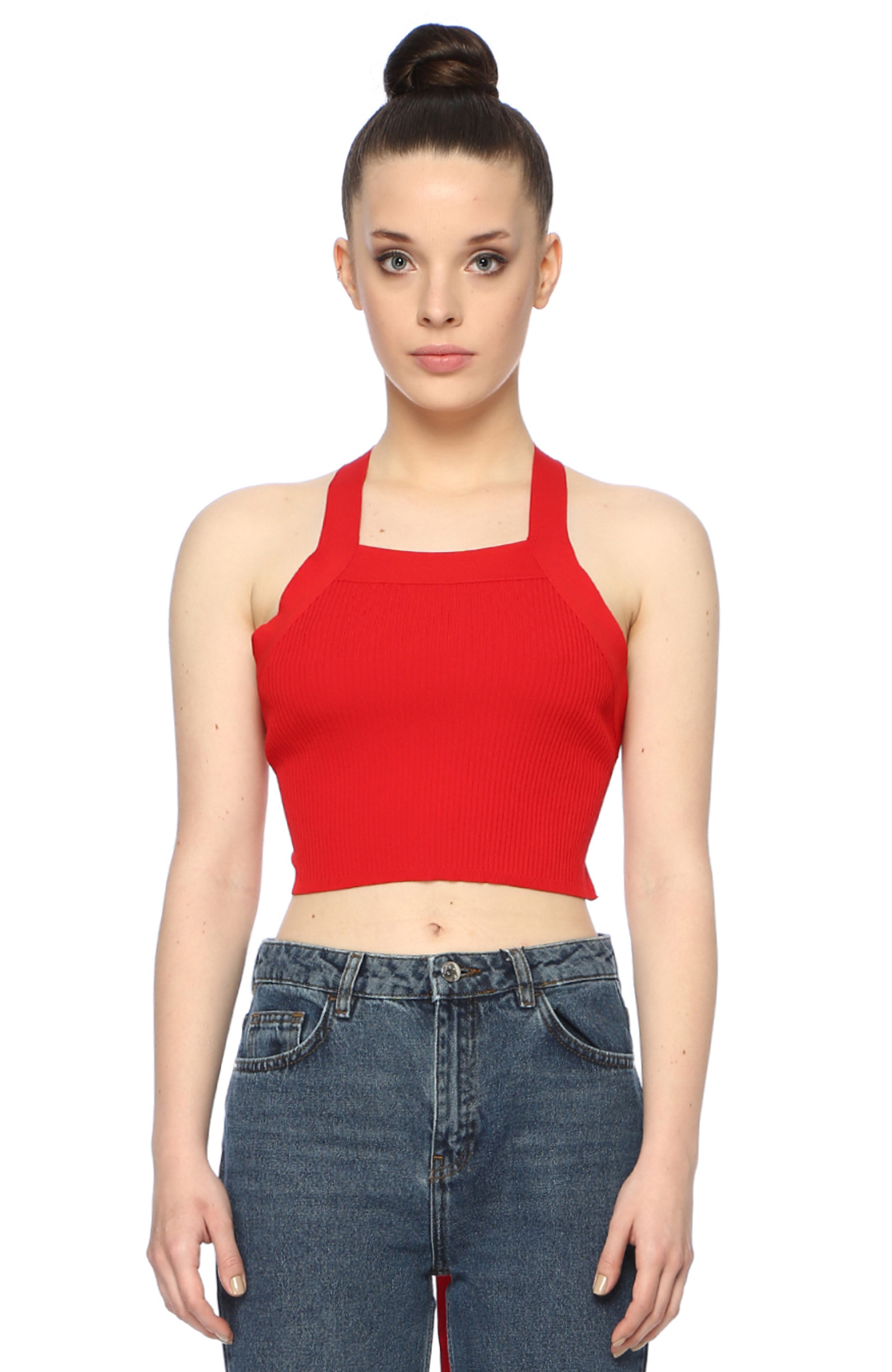 Slim Fit Kırmızı Bağlamalı Atlet