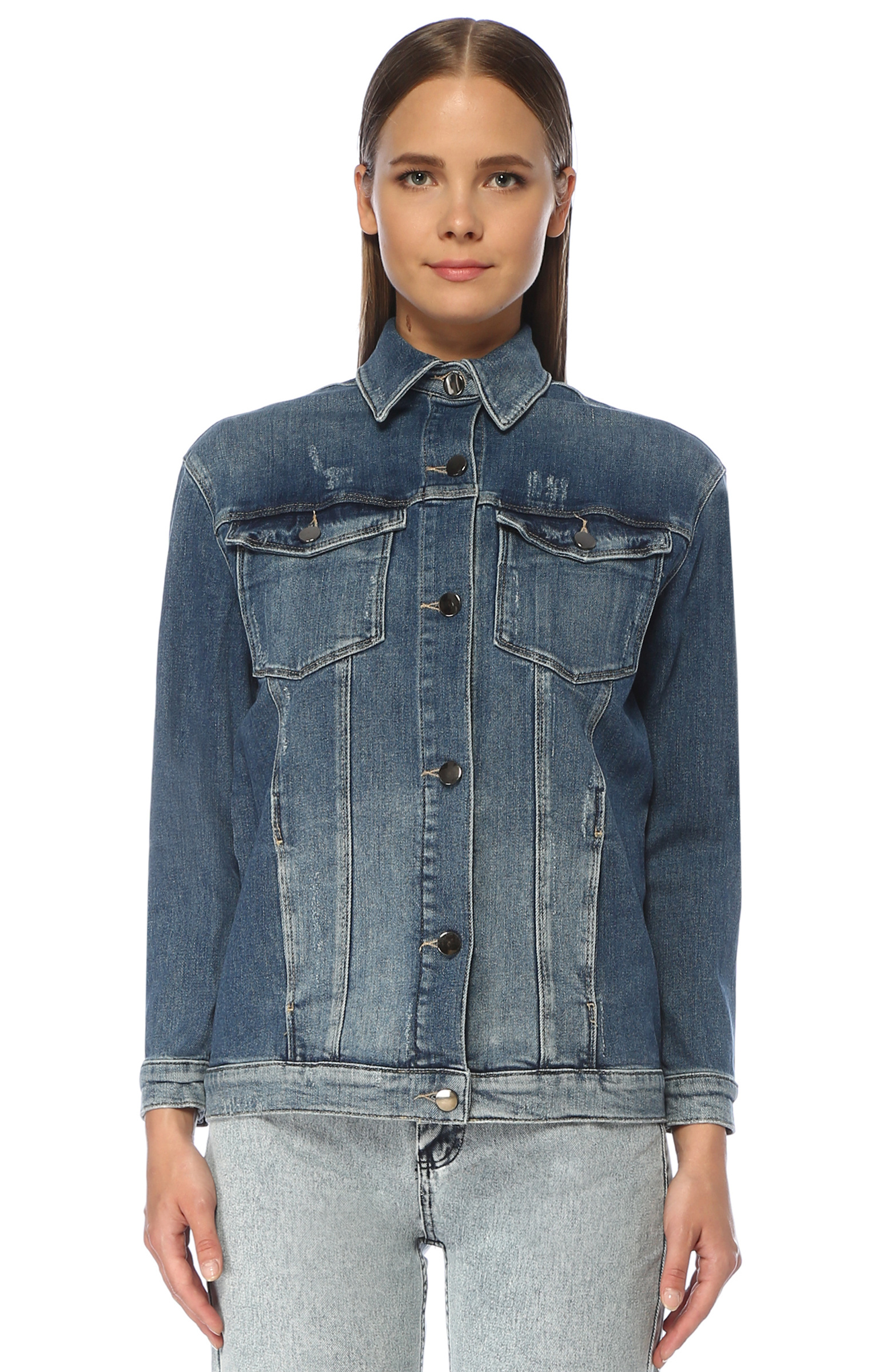 Mavi İngiliz Yaka Denim Mont Mavi İngiliz Yaka Denim Mont