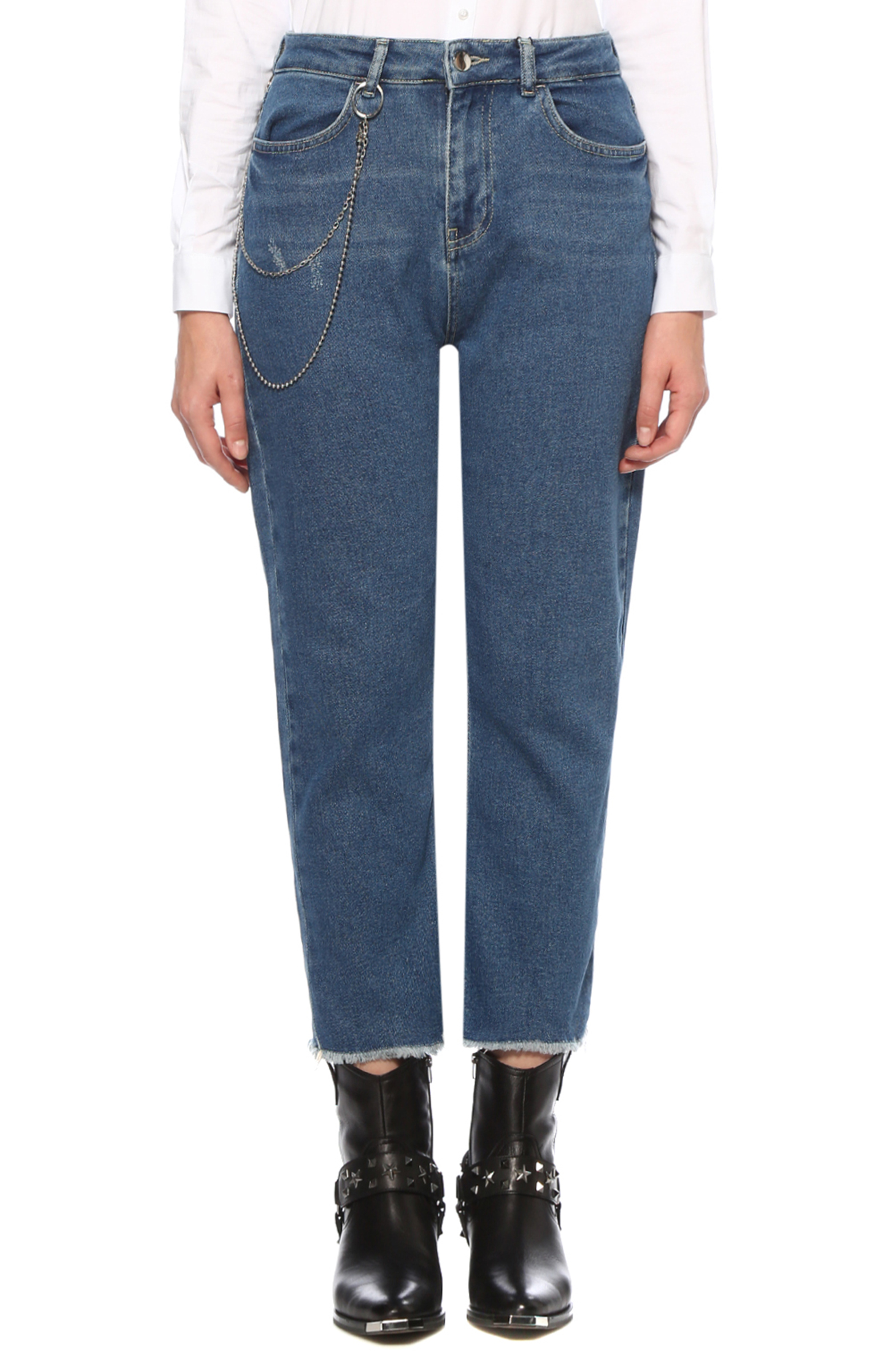 Basic Fit Mavi Normal Bel Mom Jean Pantolon