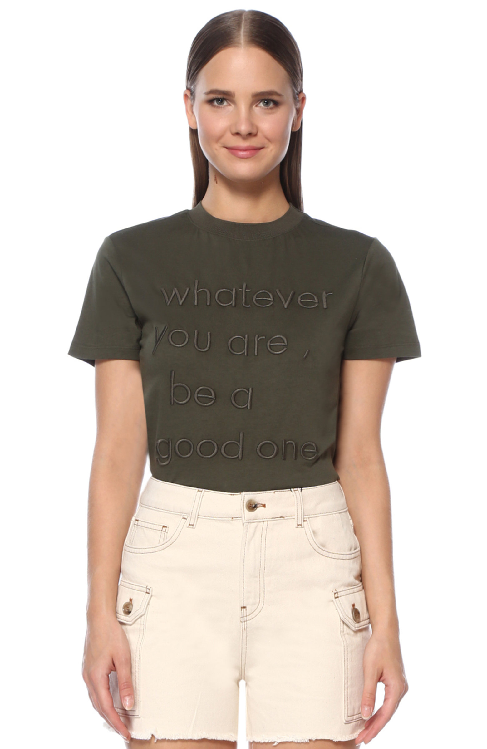 Haki Bisiklet Yaka Basic T-Shirt Haki Bisiklet Yaka Basic T-Shirt