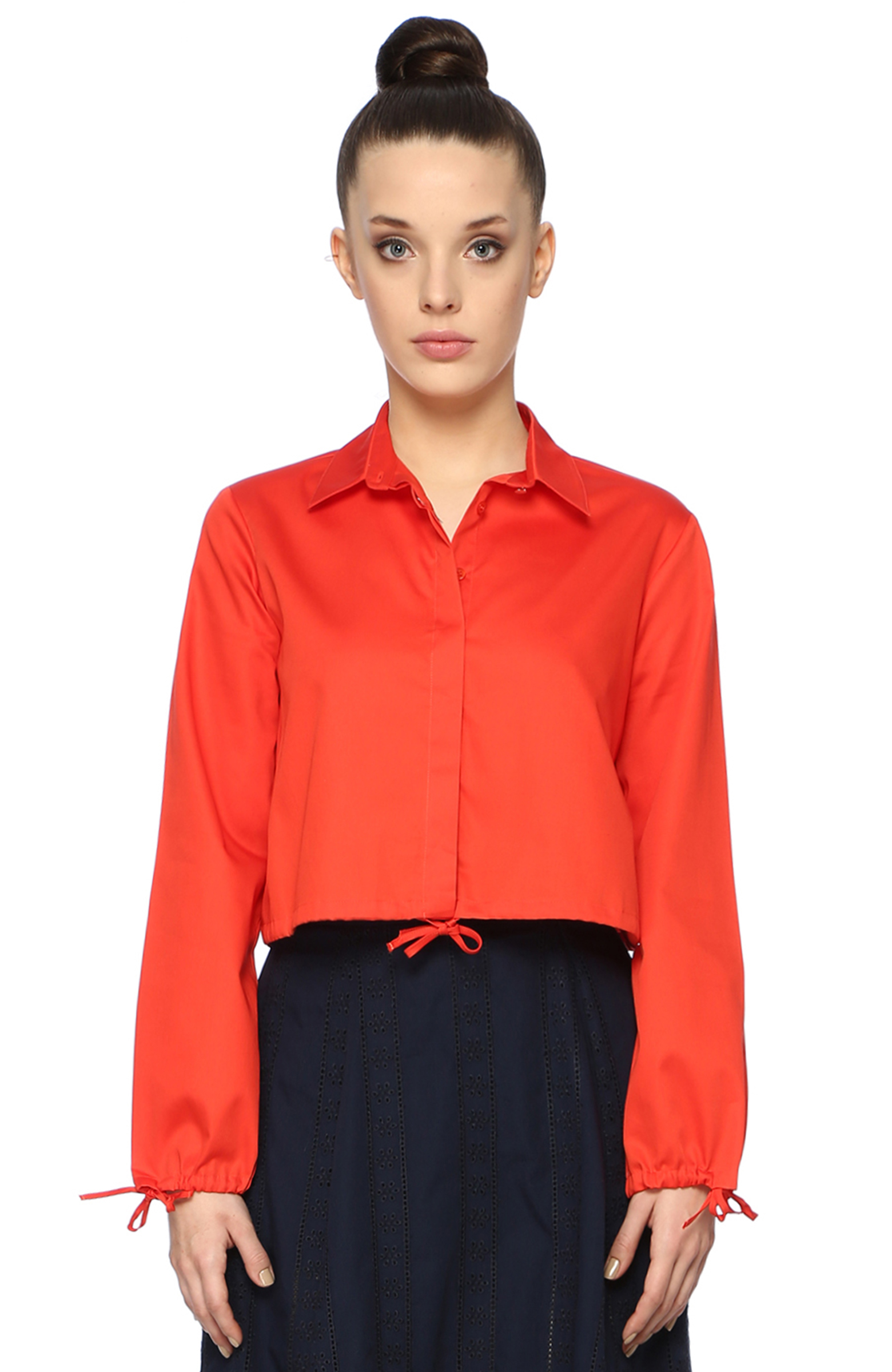 Slim Fit Kırmızı Truvakar Kollu Gömlek