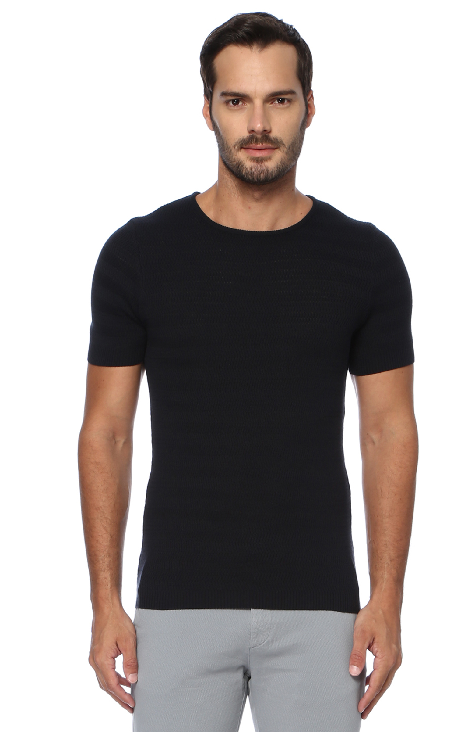 Lacivert Jakarlı Triko