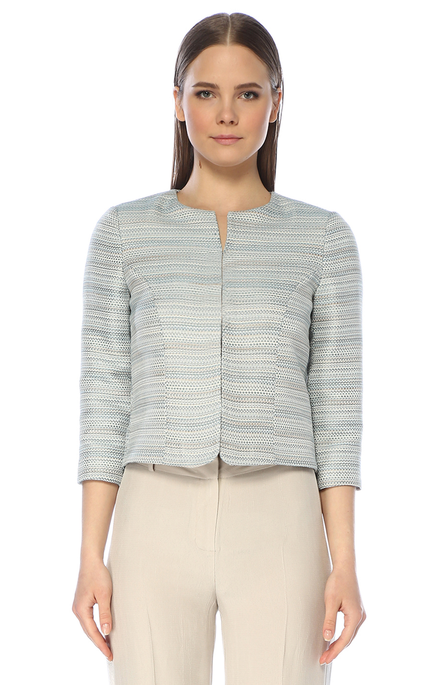 Regular Fit Mavi Çizgili Ceket Regular Fit Mavi Çizgili Ceket