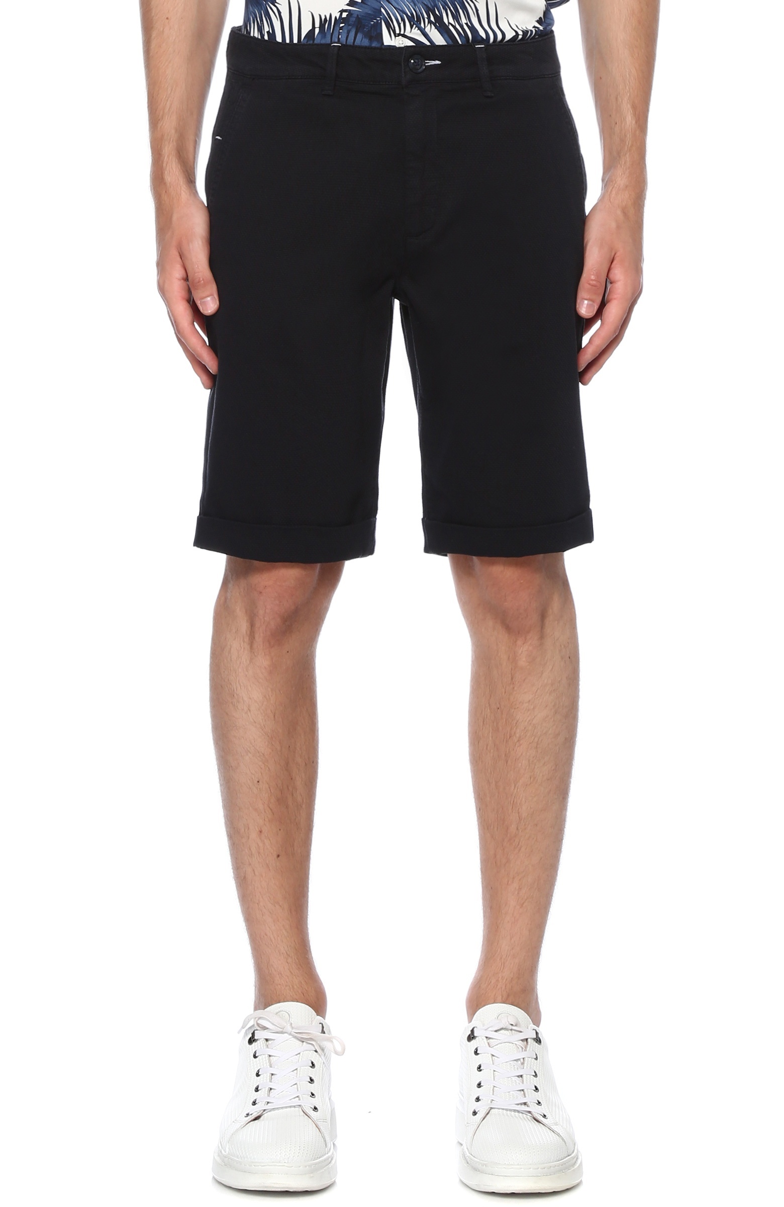 Koyu Lacivert Armürlü Şort