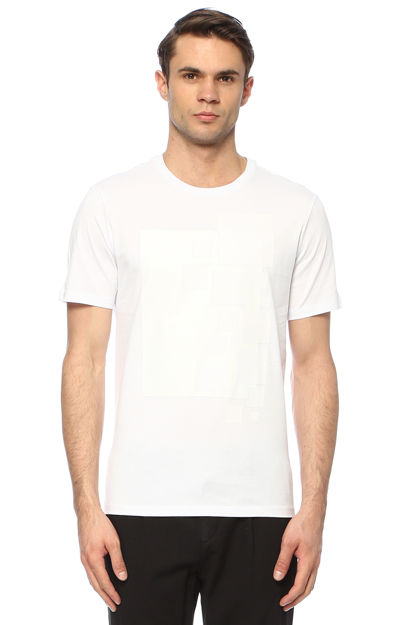 Slim Fit Beyaz Baskılı T-shirt