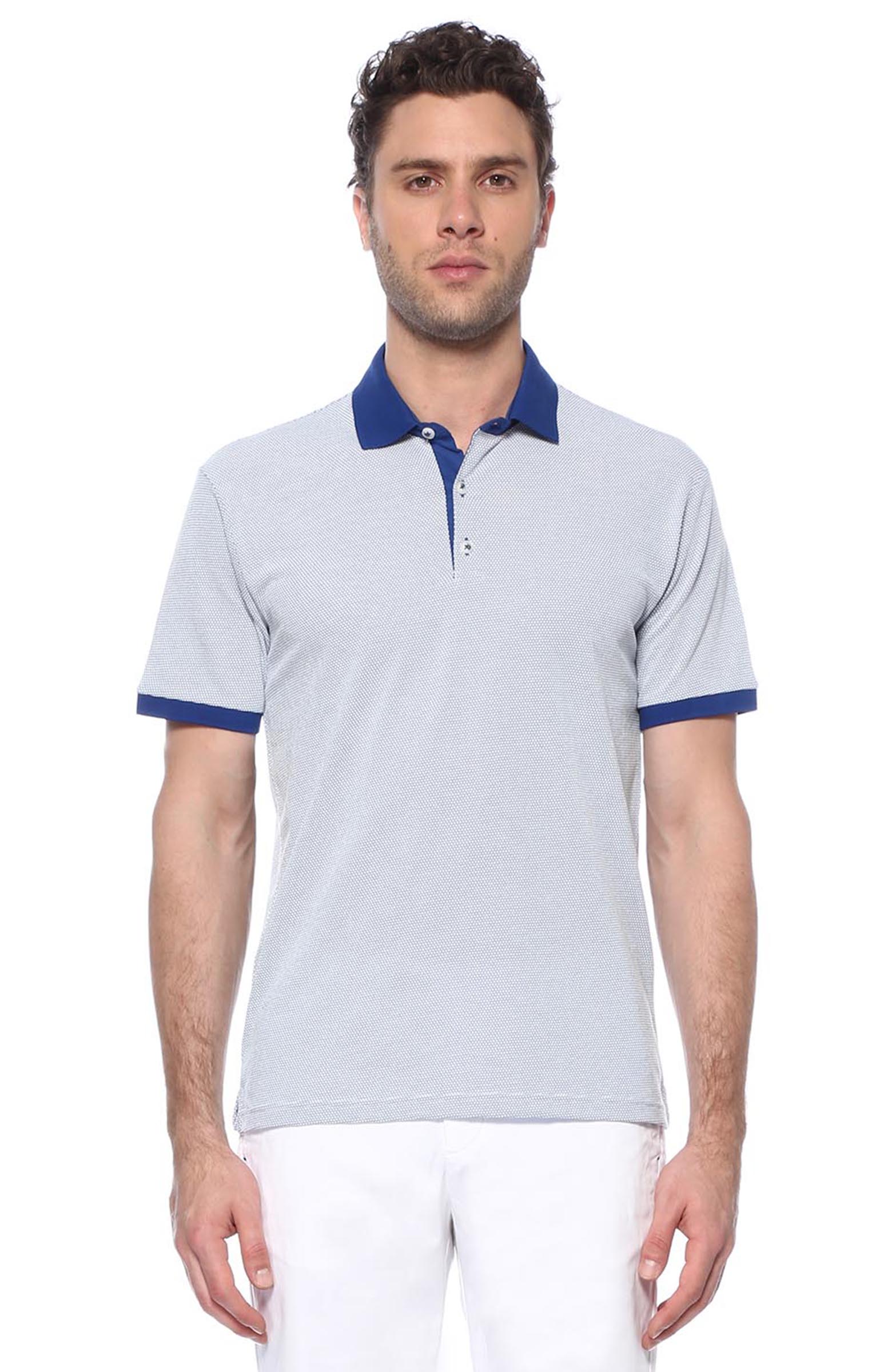 Slim Fit Mikro Desenli Polo Yaka T-shirt Slim Fit Mikro Desenli Polo Yaka T-shirt