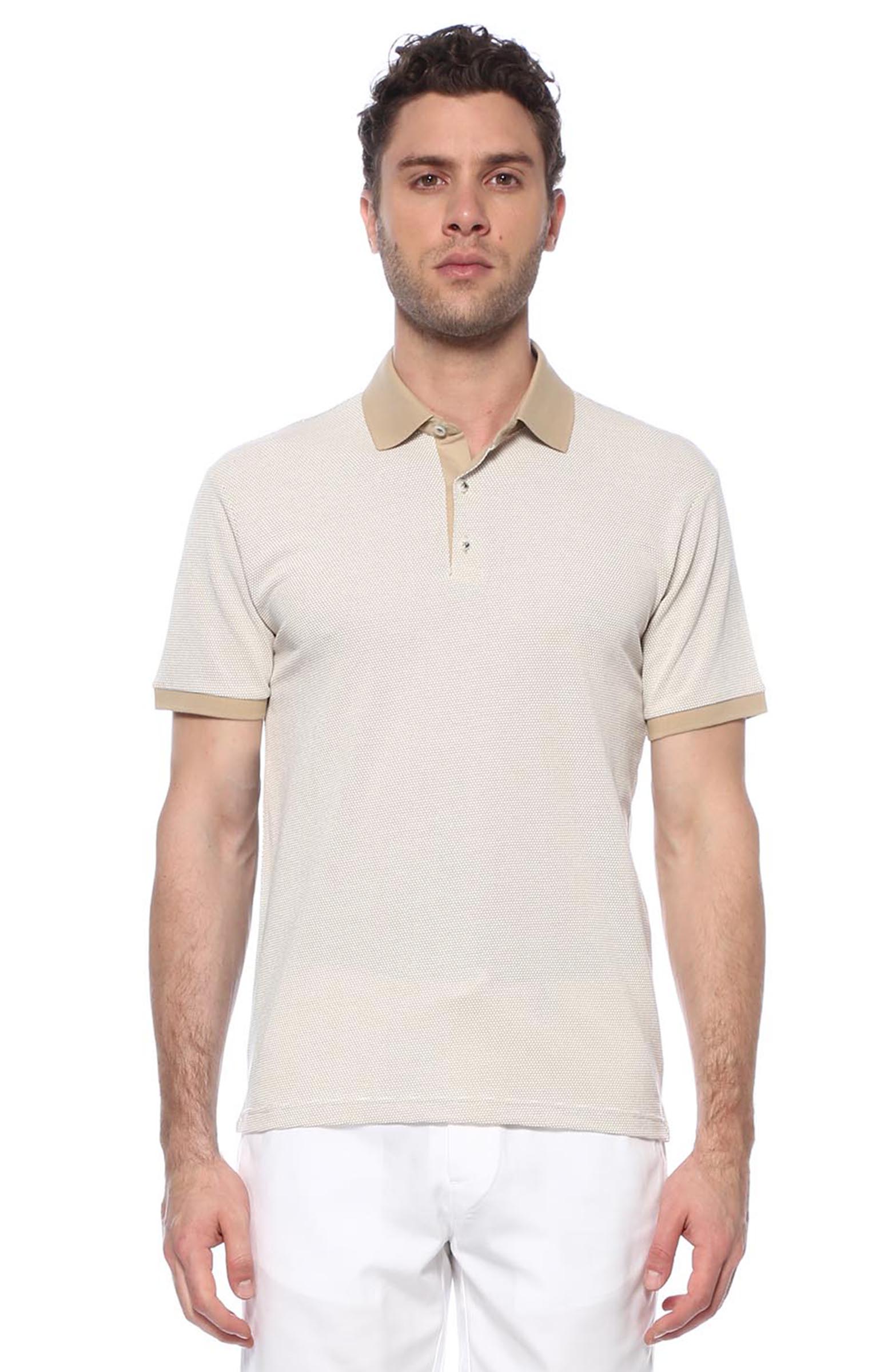 Slim Fit Mikro Desenli Polo Yaka T-shirt Slim Fit Mikro Desenli Polo Yaka T-shirt