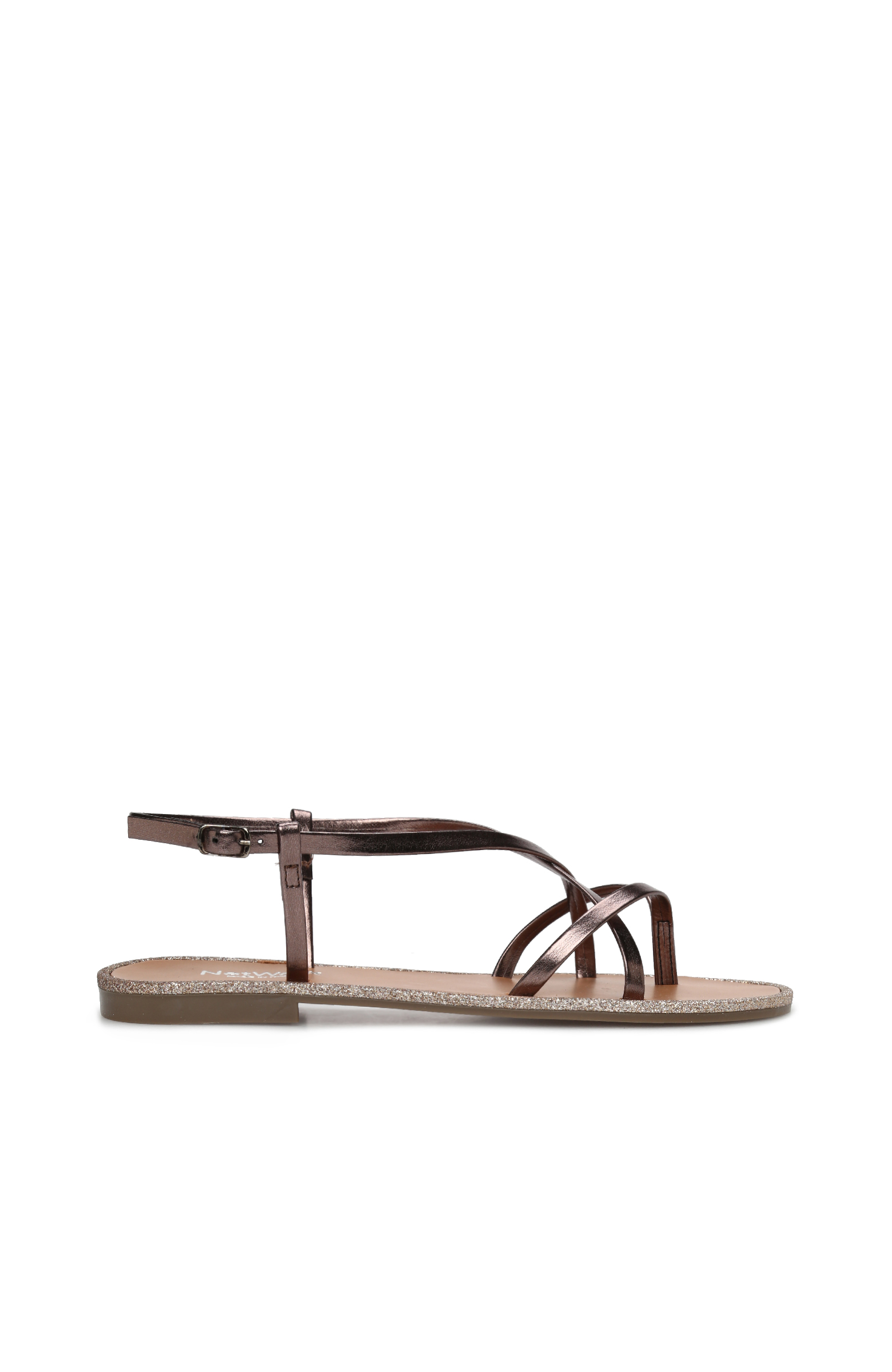 Bronz Bantlı Kadın Deri Sandalet Bronz Bantlı Kadın Deri Sandalet