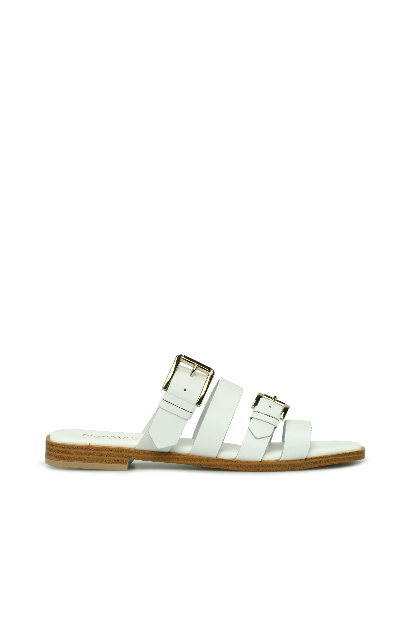 Beyaz Çoklu Bantlı Kadın Deri Terlik Beyaz Çoklu Bantlı Kadın Deri Terlik