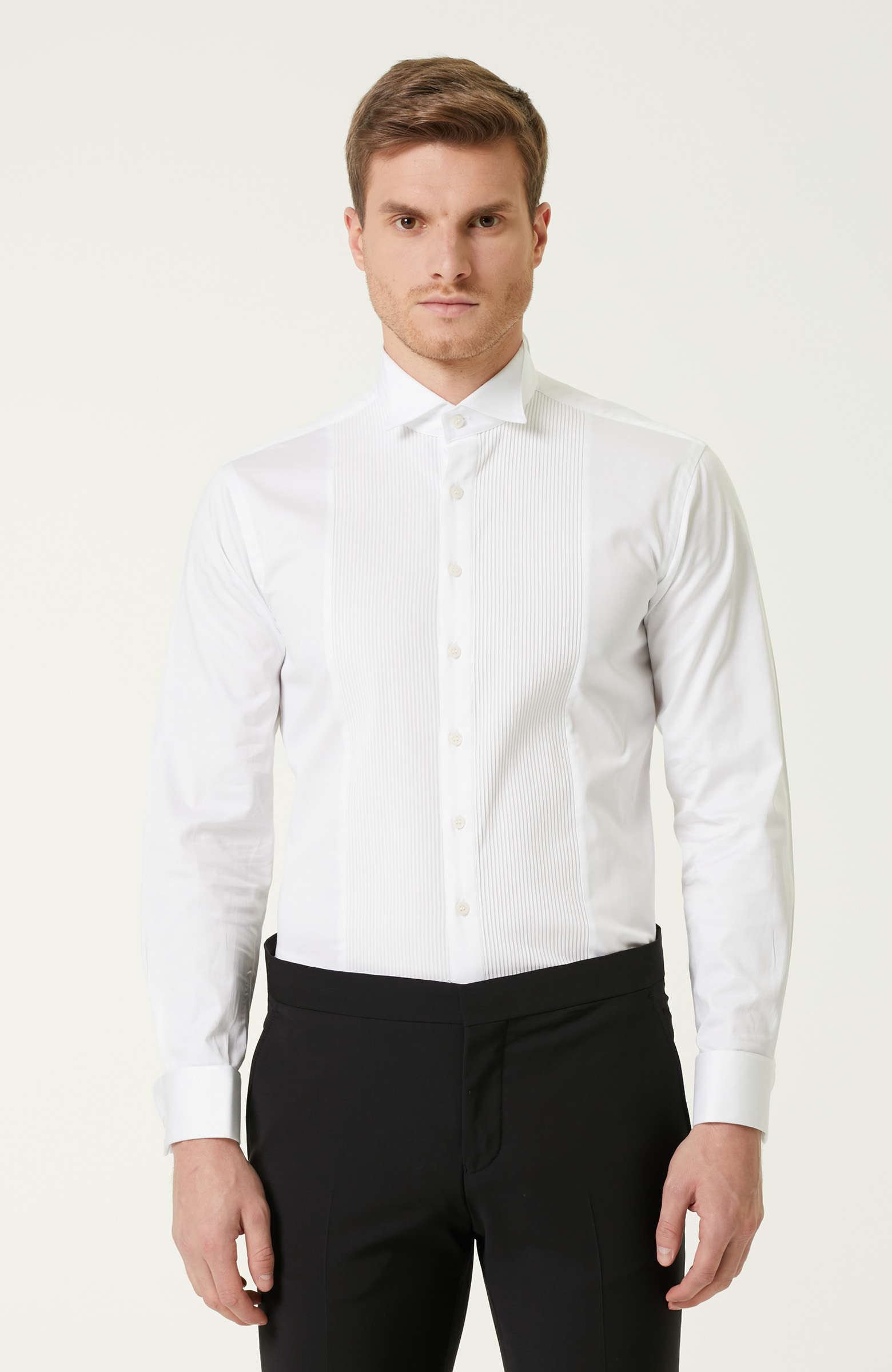 Slim Fit Beyaz Smokin Gömleği Slim Fit Beyaz Smokin Gömleği