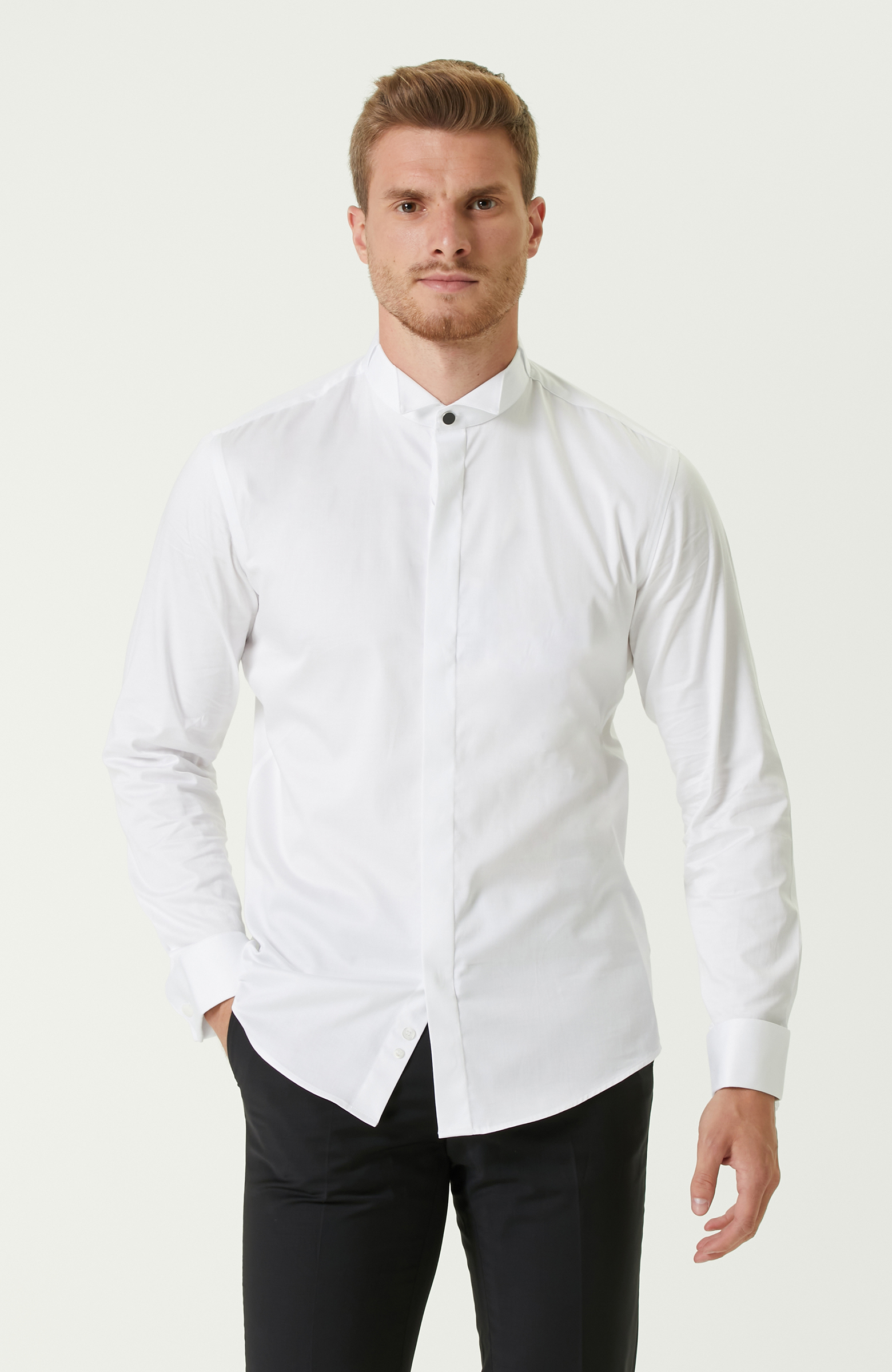 Slim Fit Beyaz Smokin Gömleği Slim Fit Beyaz Smokin Gömleği