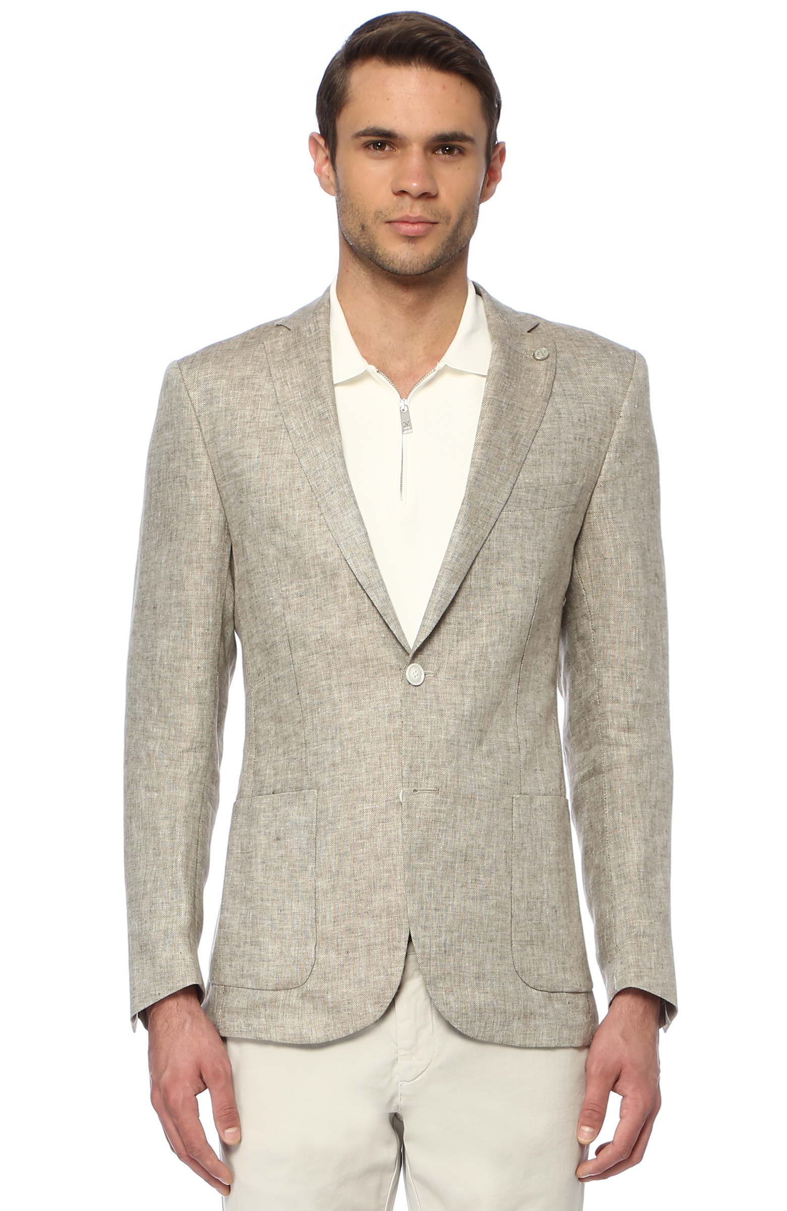 Gri Kelebek Yaka Keten Ceket Gri Kelebek Yaka Keten Ceket