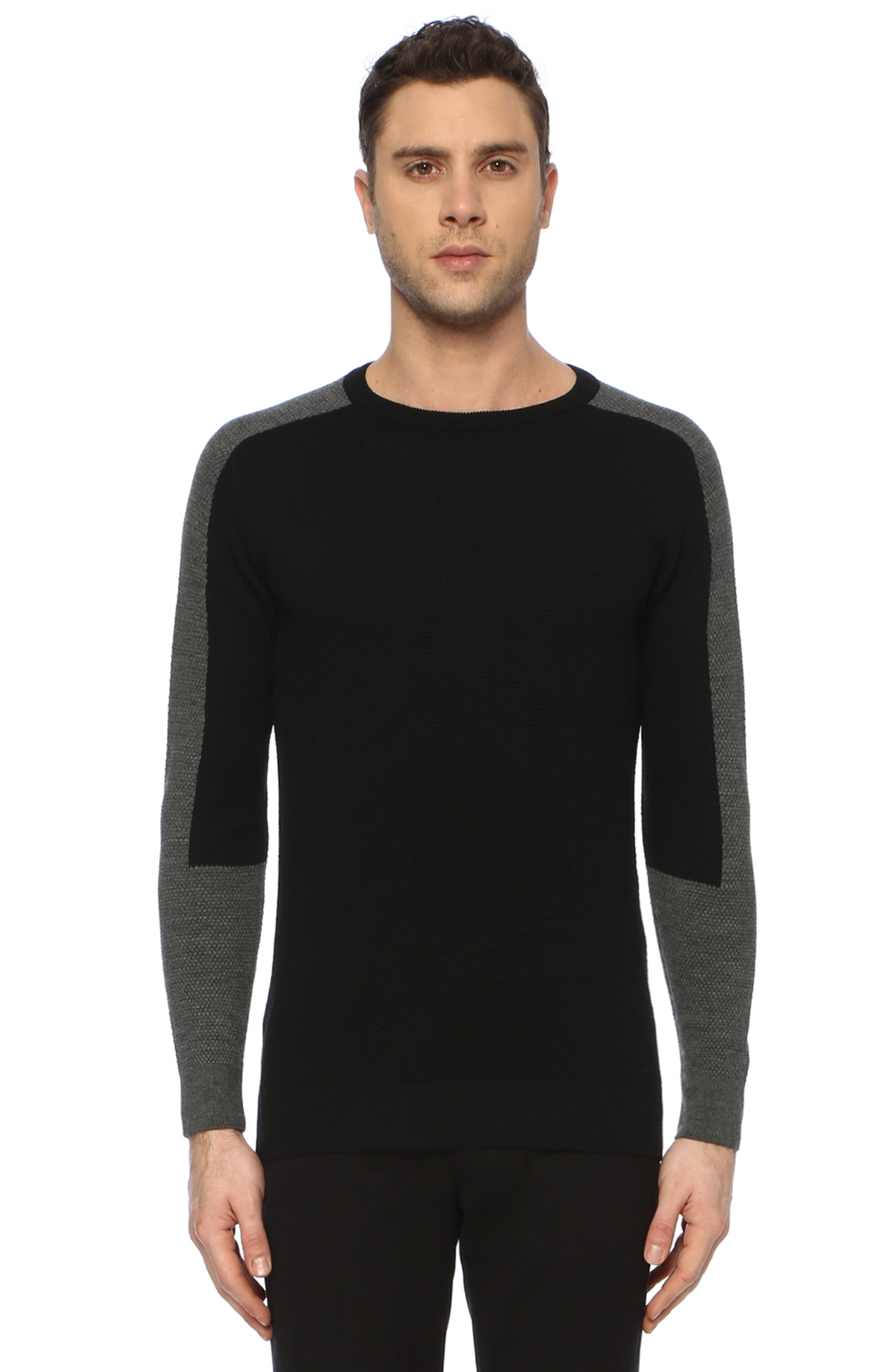 Bisiklet Yaka Siyah Antrasit Kazak