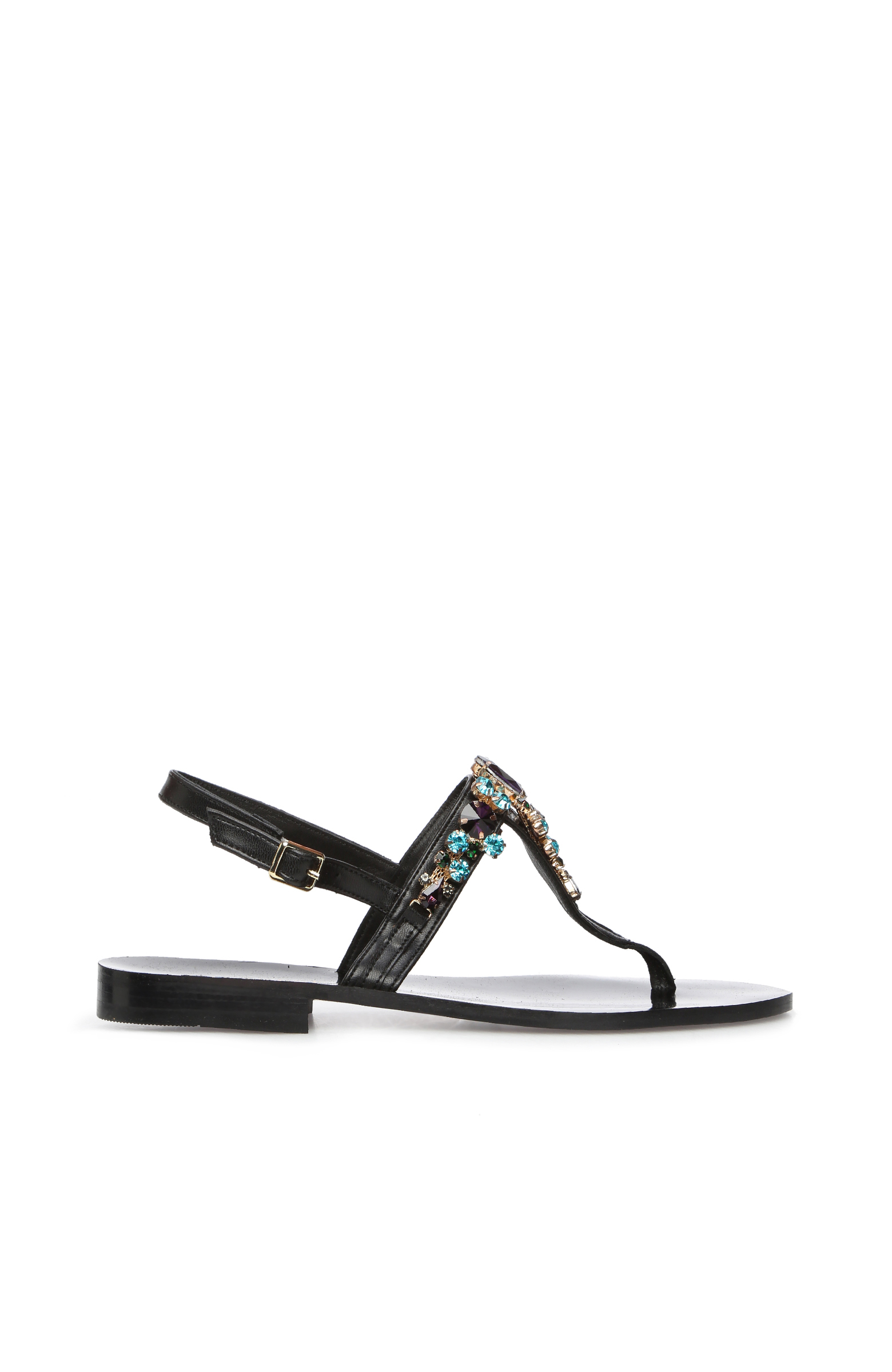 Taşlı Siyah Kadın Sandalet