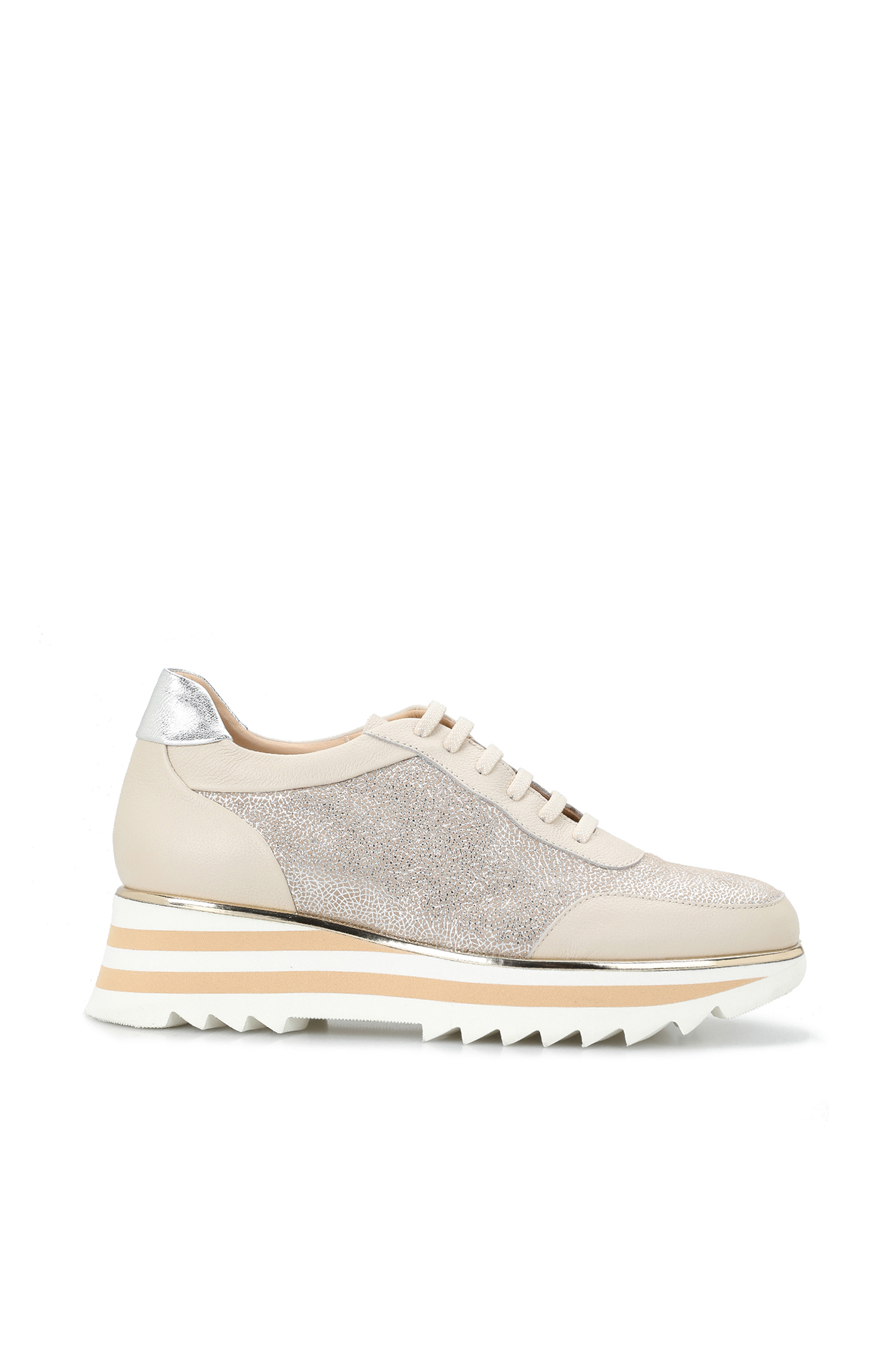 Bej Geometrik Tabanlı Kadın Deri Ayakkabı