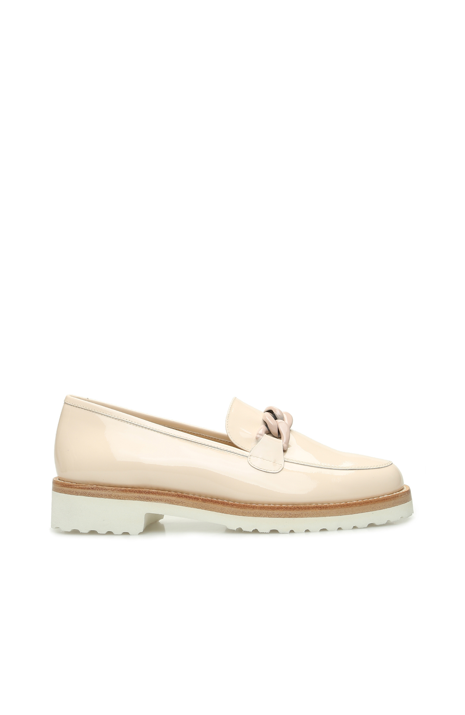 Bej Zincir Bantlı Kadın Deri Ayakkabı