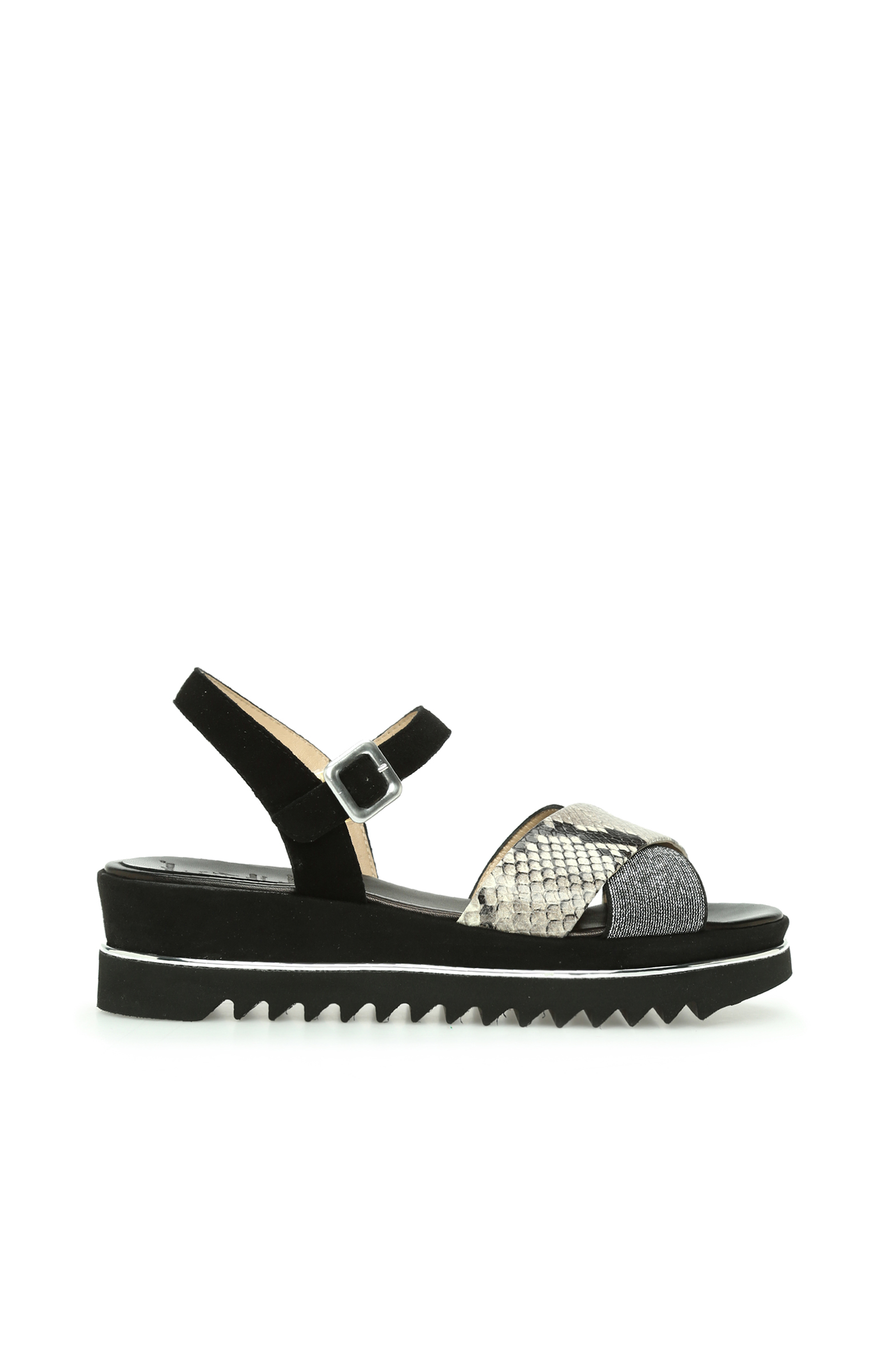 Yılan Baskı Siyah Kadın Sandalet