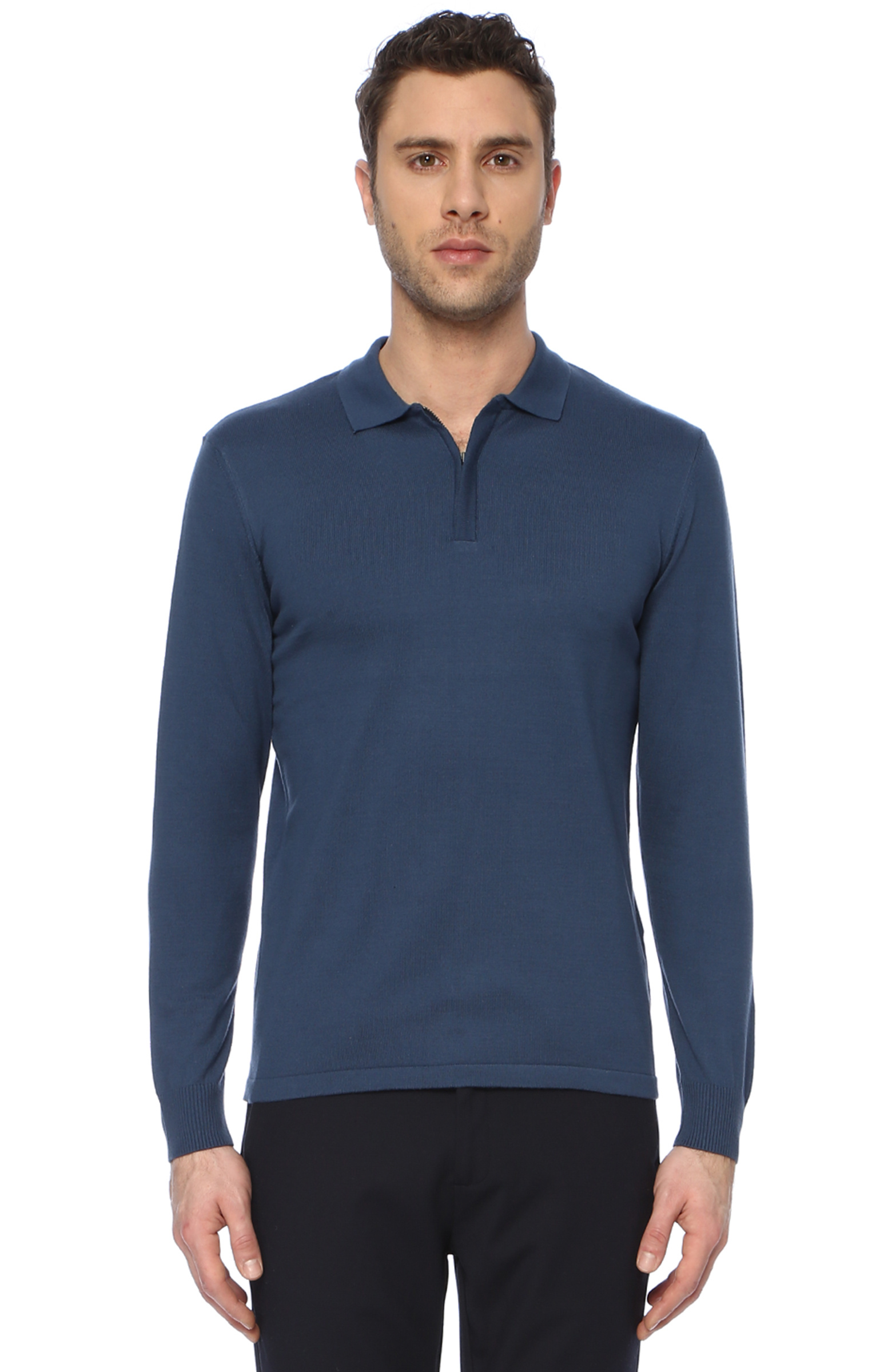 Polo Yaka İndigo Kazak Polo Yaka İndigo Kazak