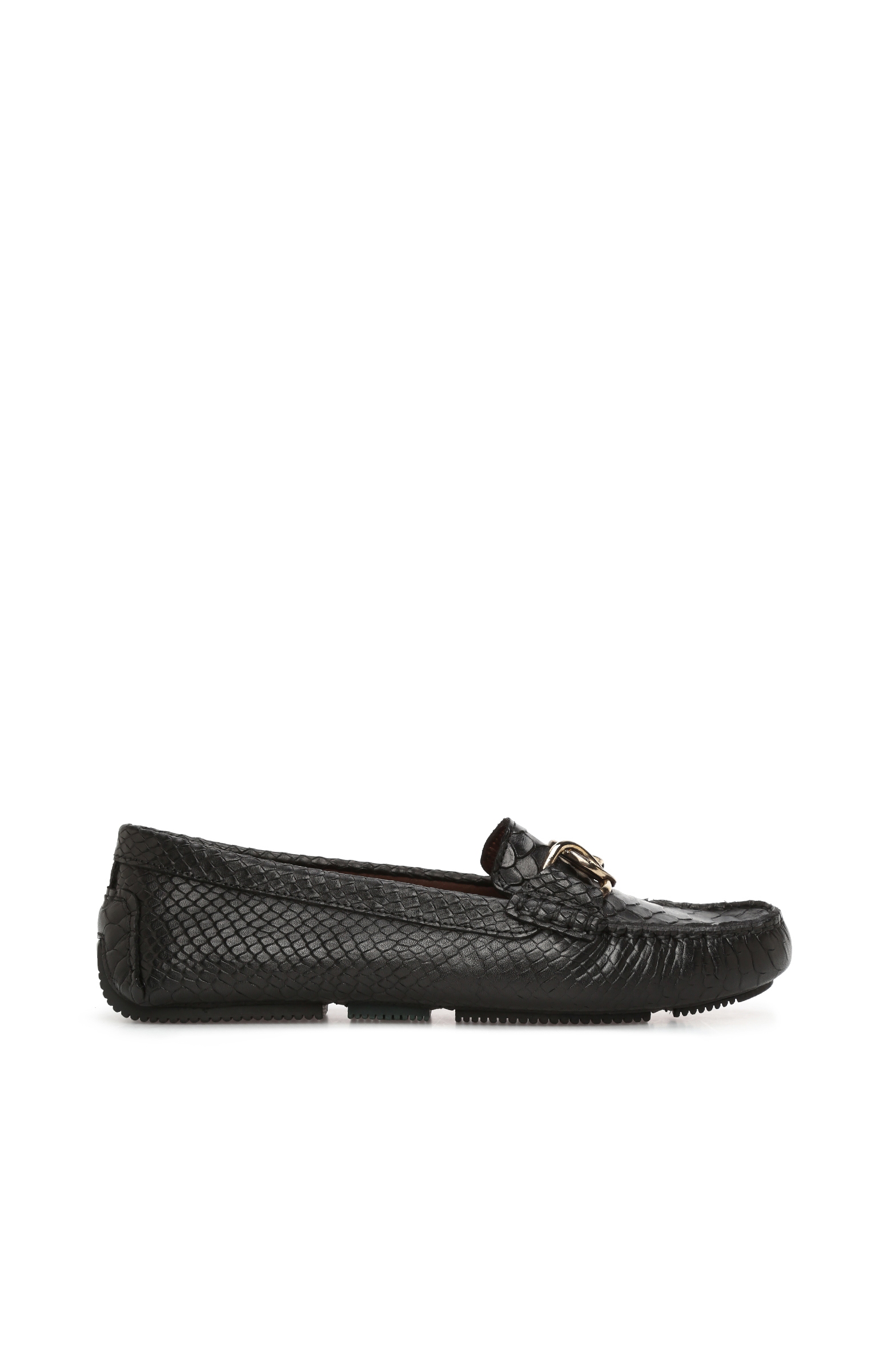 Siyah Kroko Dokulu Kadın Deri Loafer Siyah Kroko Dokulu Kadın Deri Loafer