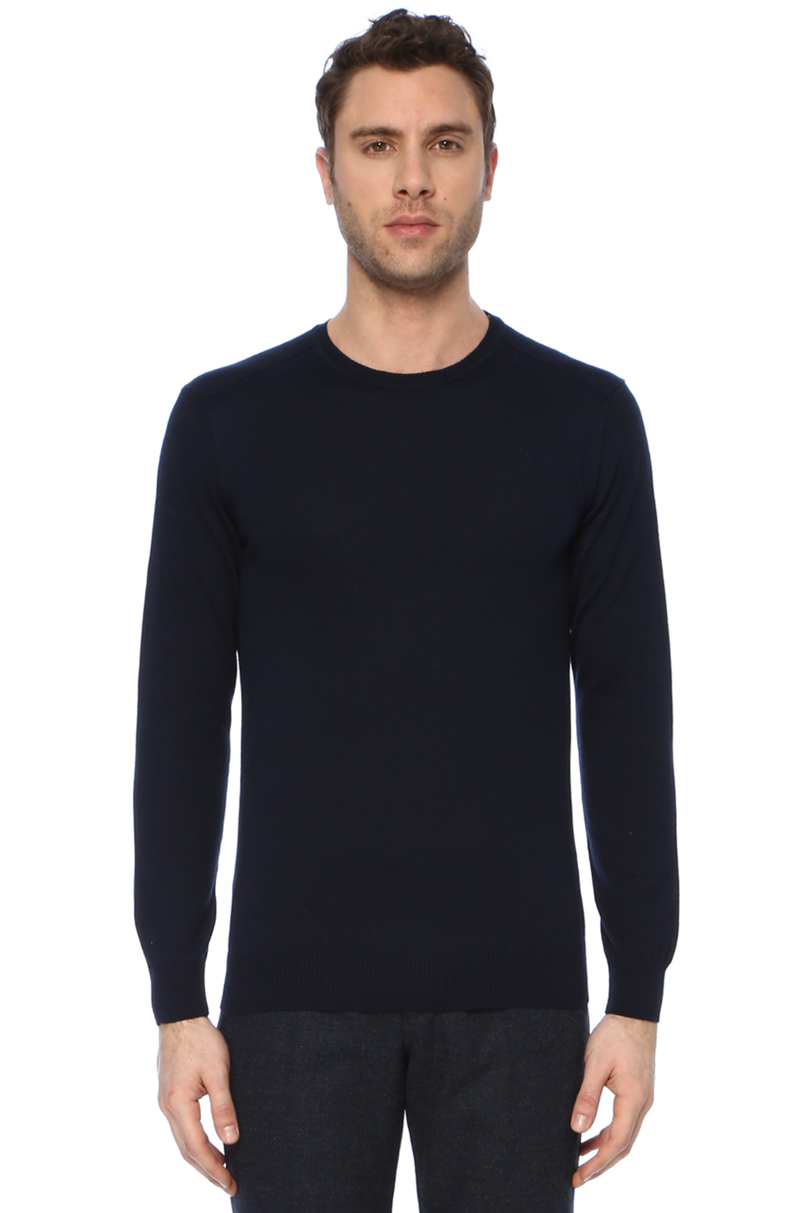 Bisiklet Yaka Lacivert Kazak