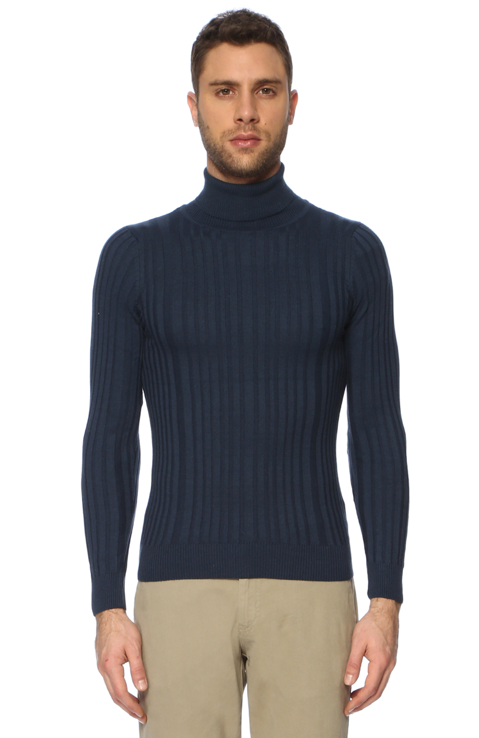 Balıkçı Yaka İndigo Kazak Balıkçı Yaka İndigo Kazak