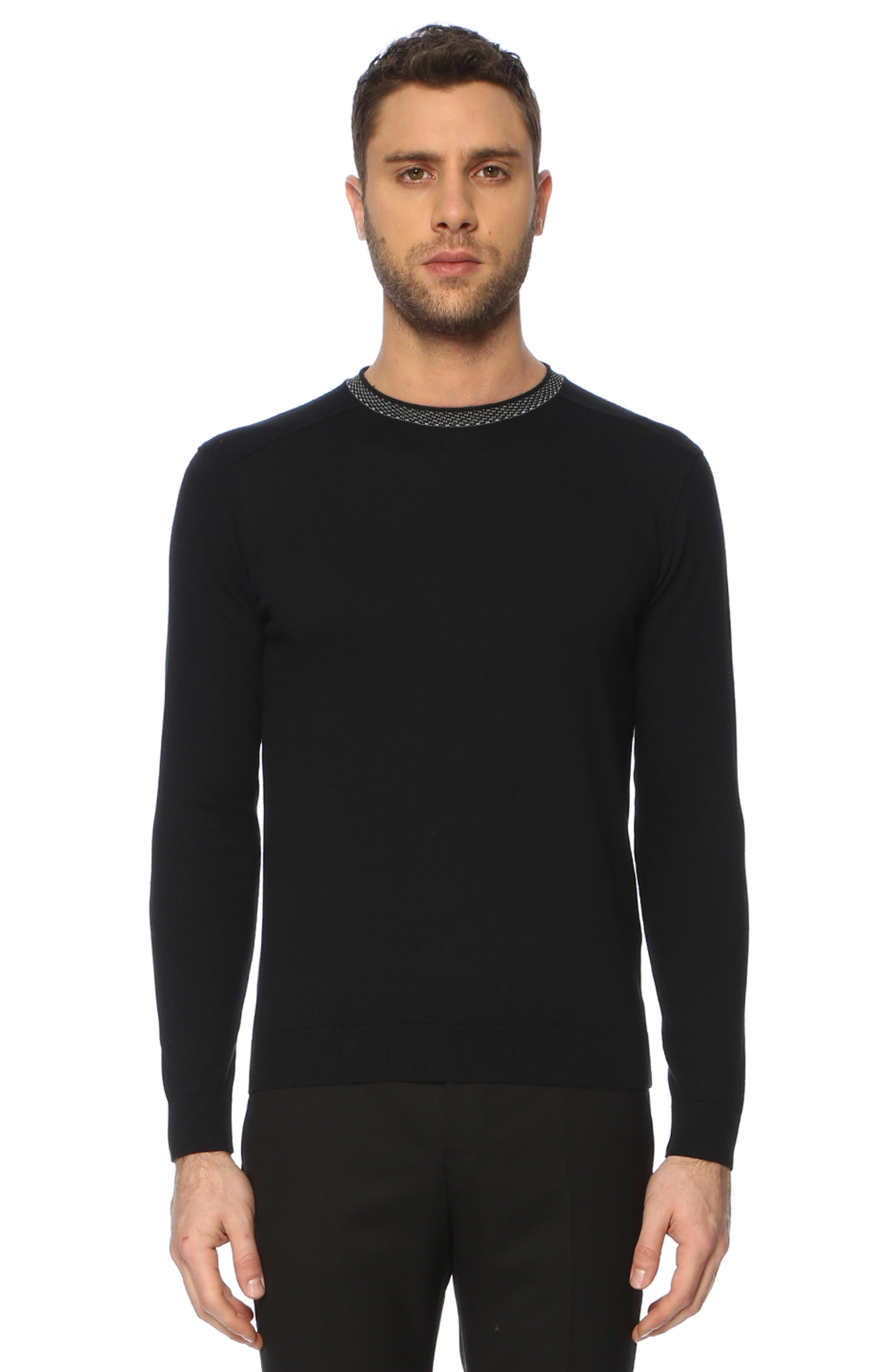 Bisiklet Yaka Lacivert Kazak