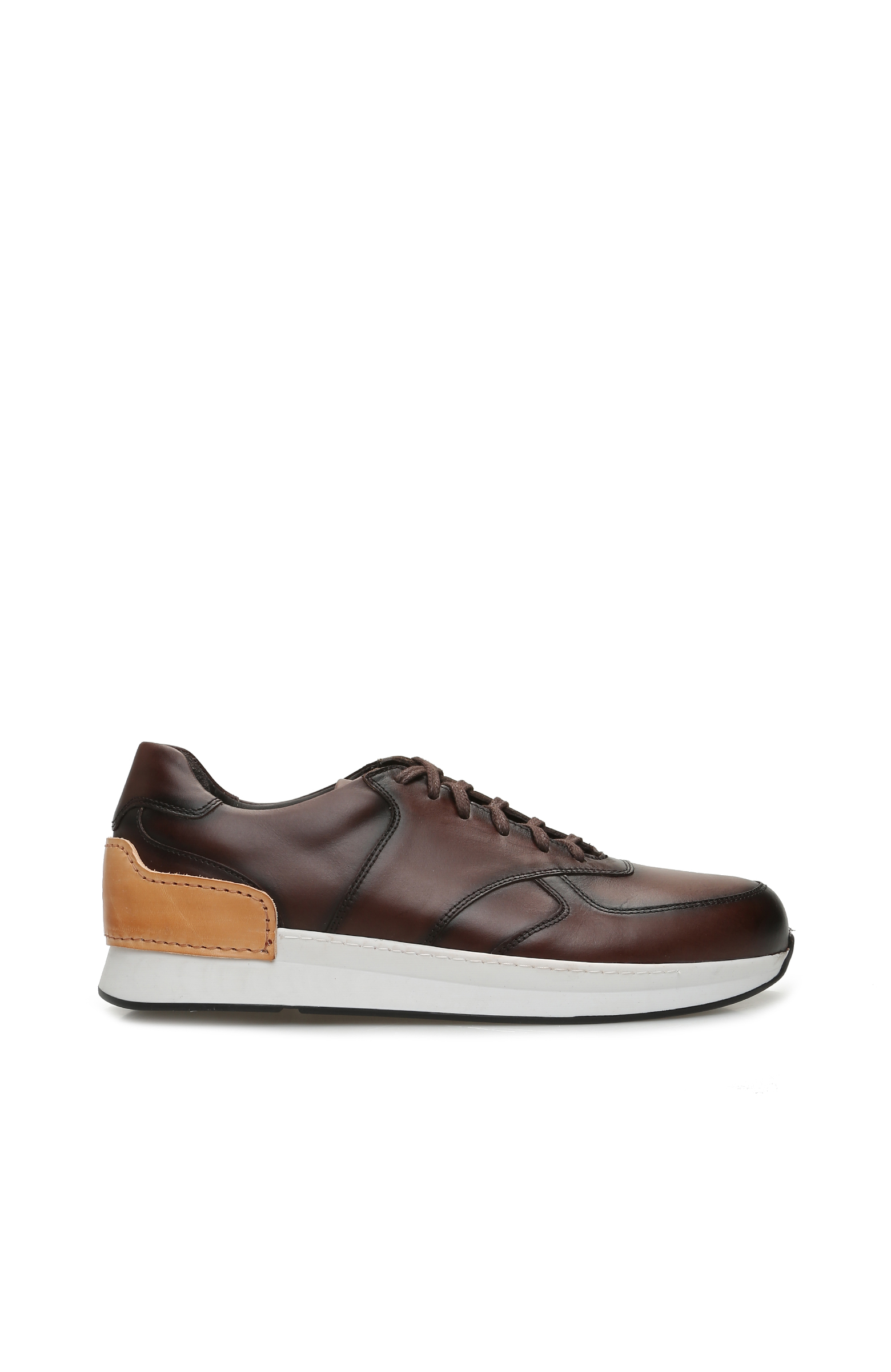 Kahverengi Taban Detaylı Erkek Deri Sneaker Kahverengi Taban Detaylı Erkek Deri Sneaker