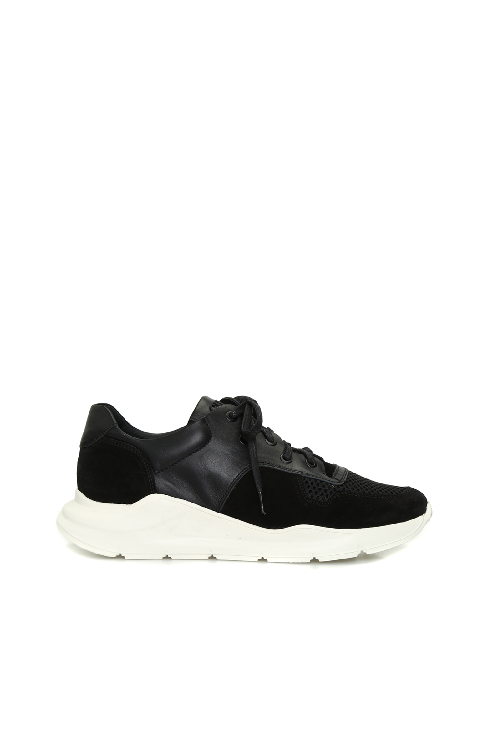 Siyah File Garnili Kadın Deri Sneaker Siyah File Garnili Kadın Deri Sneaker