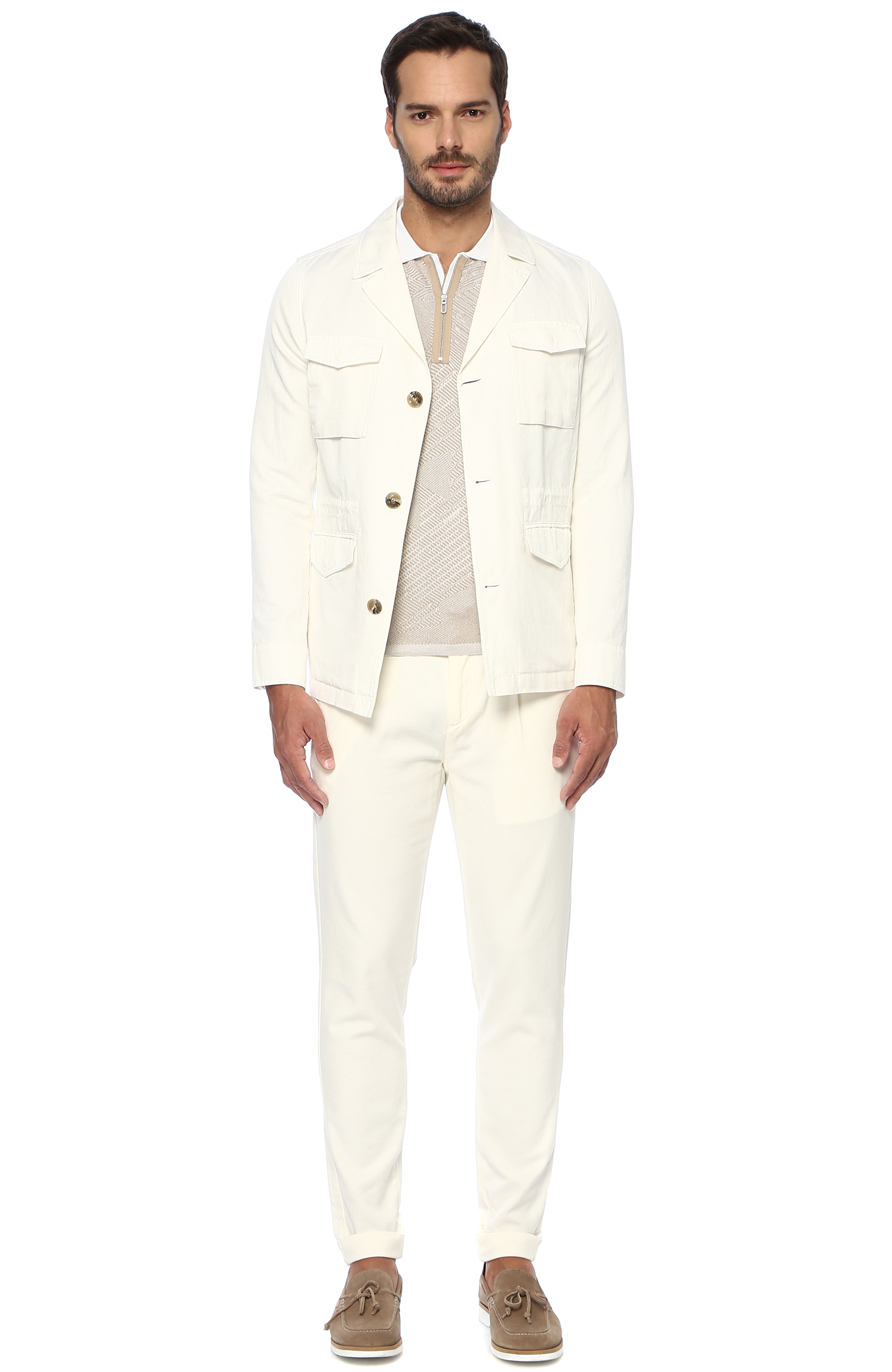 Ekru Dar Paça Jogger Pantolon