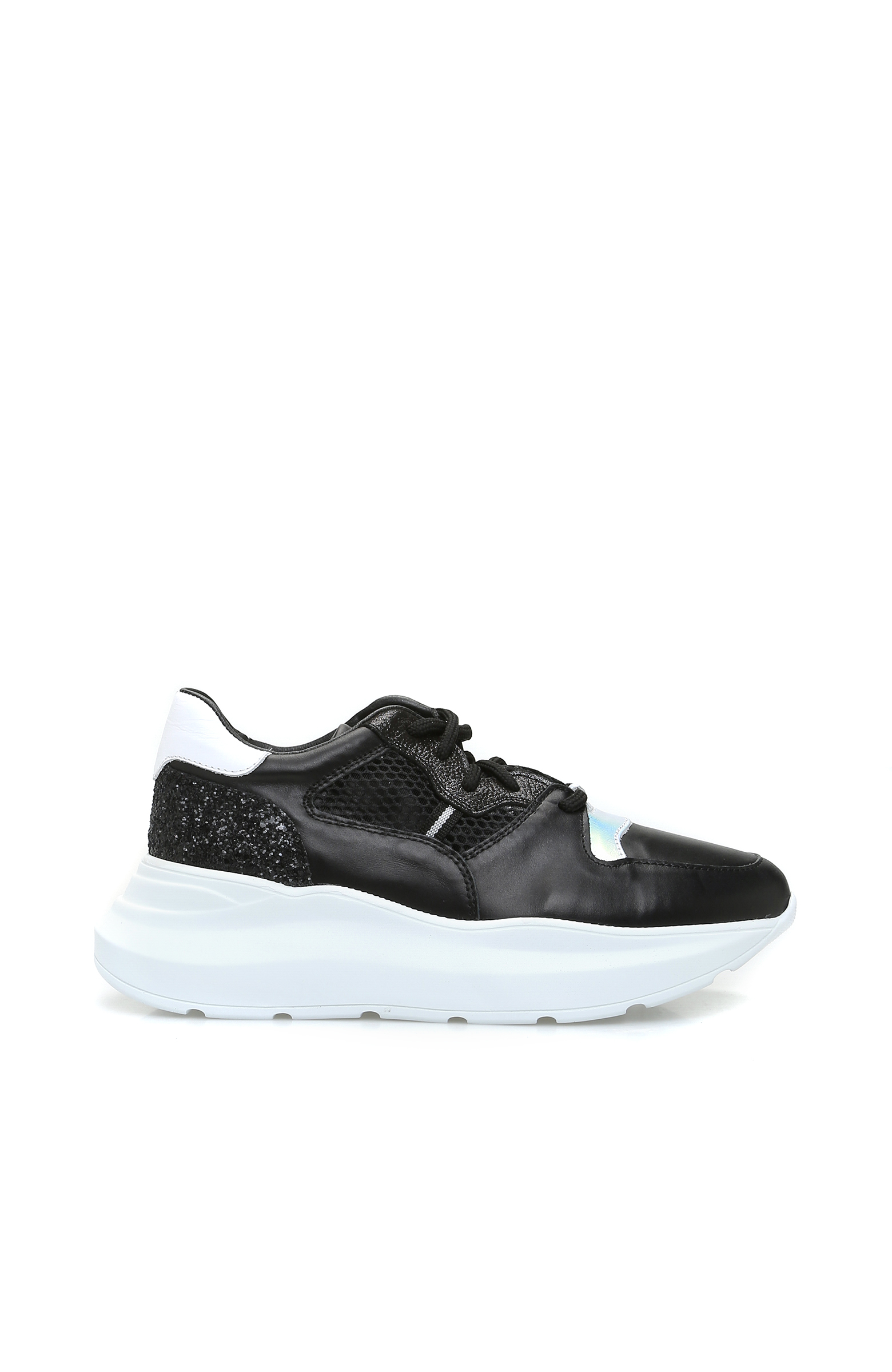 Siyah File Garnili Kadın Deri Sneaker Siyah File Garnili Kadın Deri Sneaker
