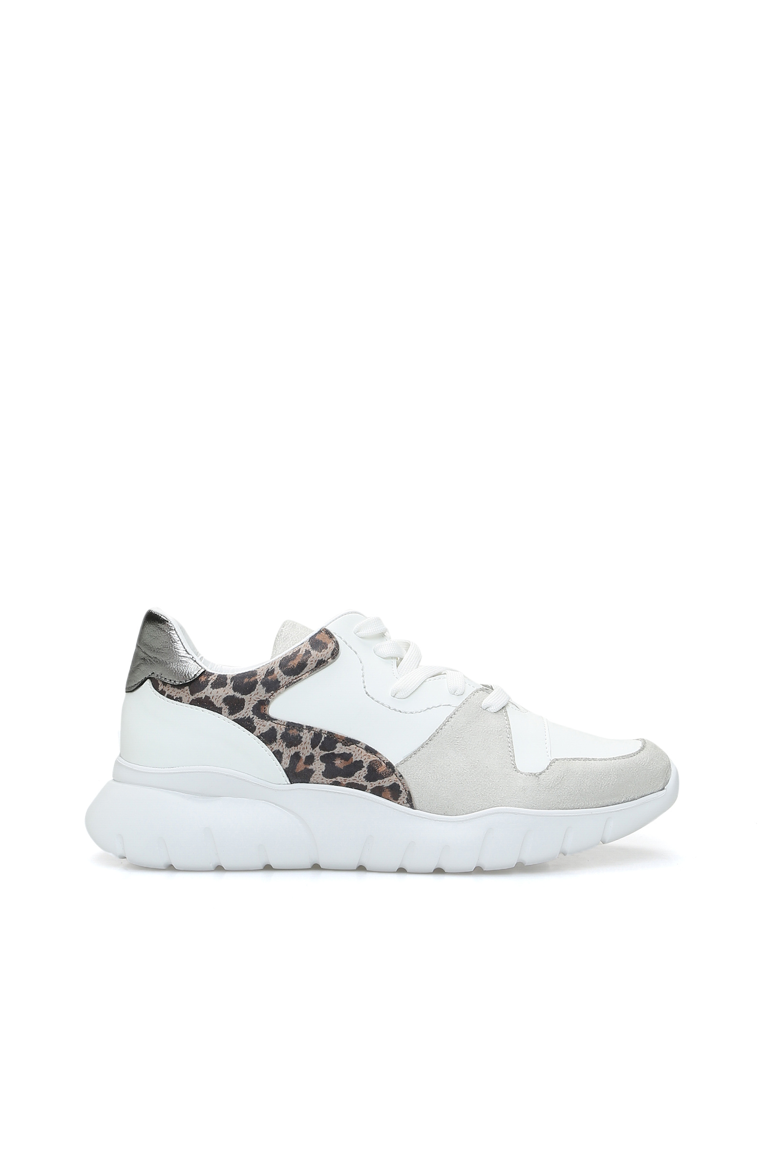 Leopar Beyaz Gri Kadın Sneaker