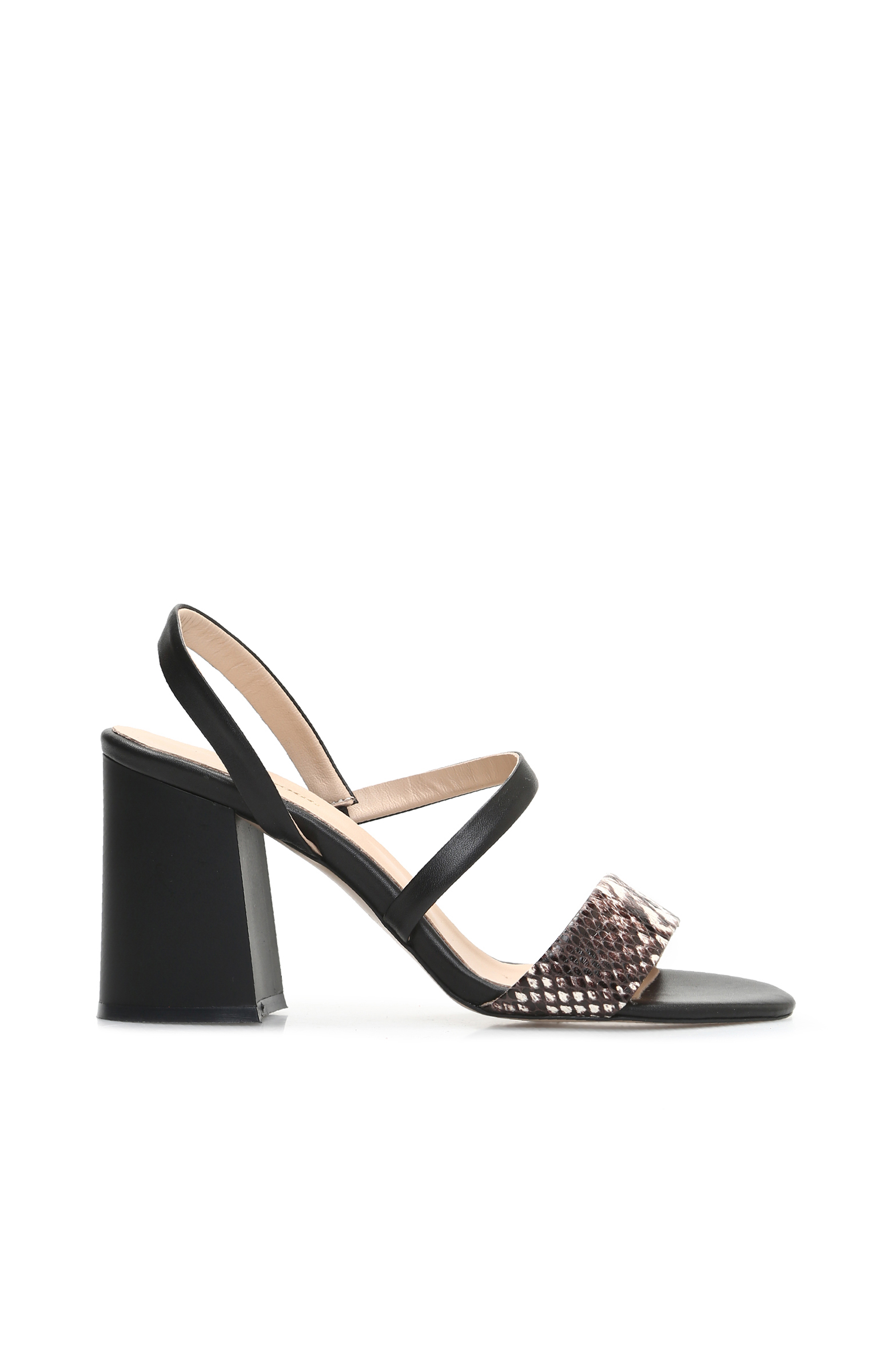 Yılan Baskı Siyah Kadın Sandalet