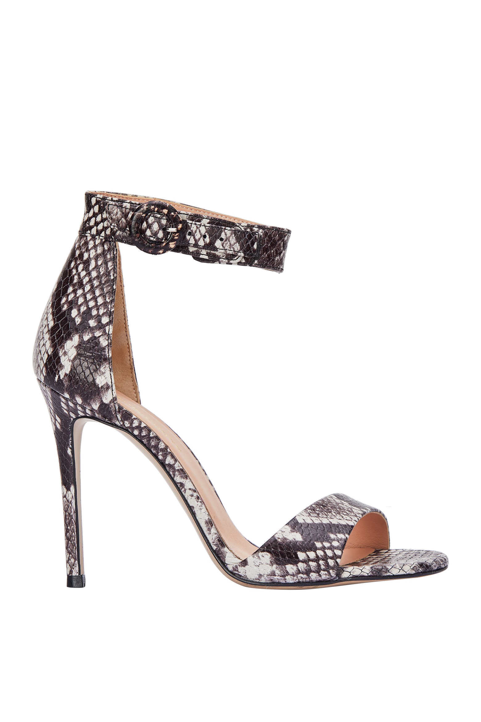 Yılan Baskı Siyah Kadın Sandalet