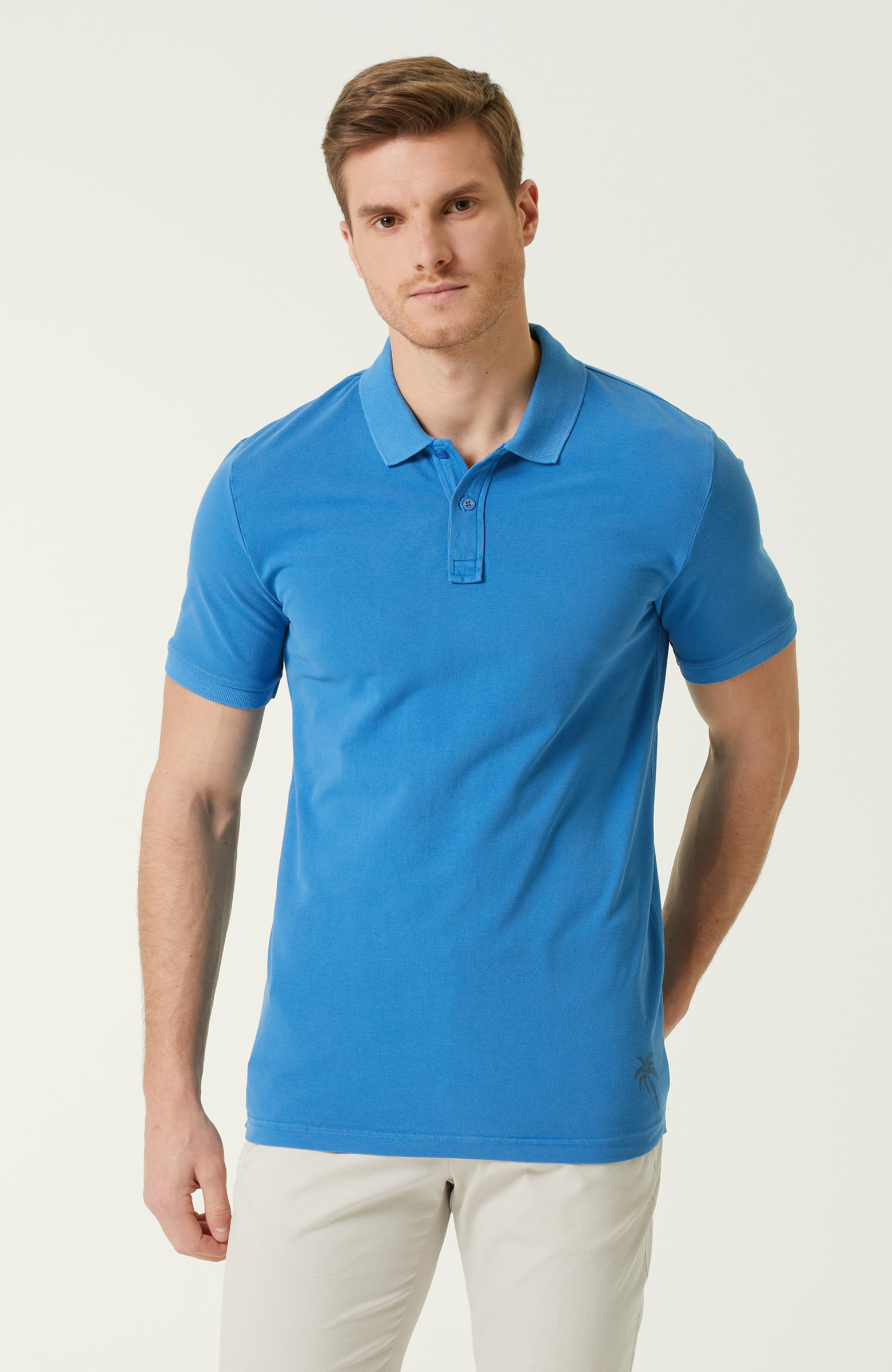 Slim Fit Mavi Polo Yaka T-shirt