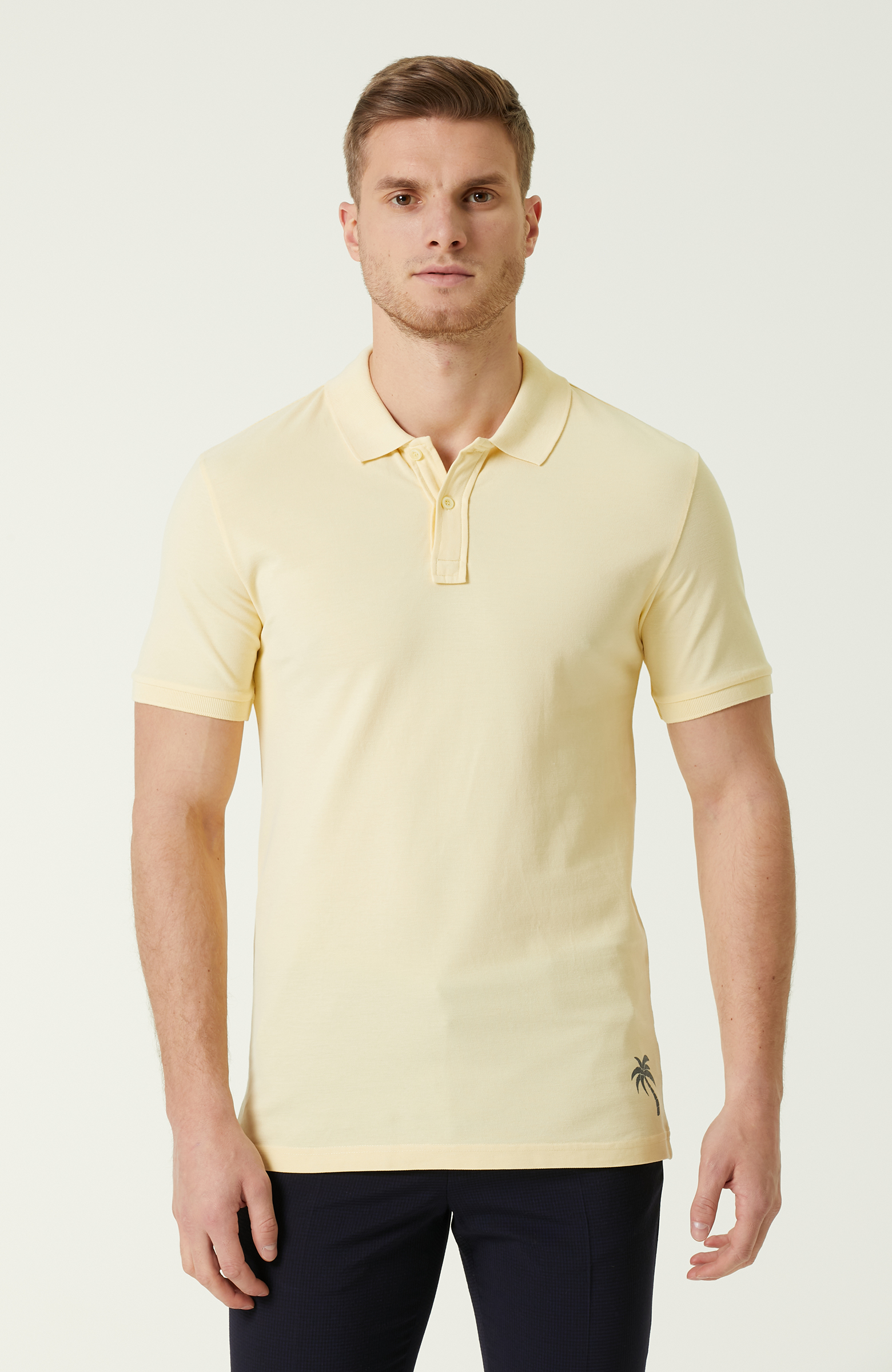Slim Fit Sarı Polo Yaka T-shirt
