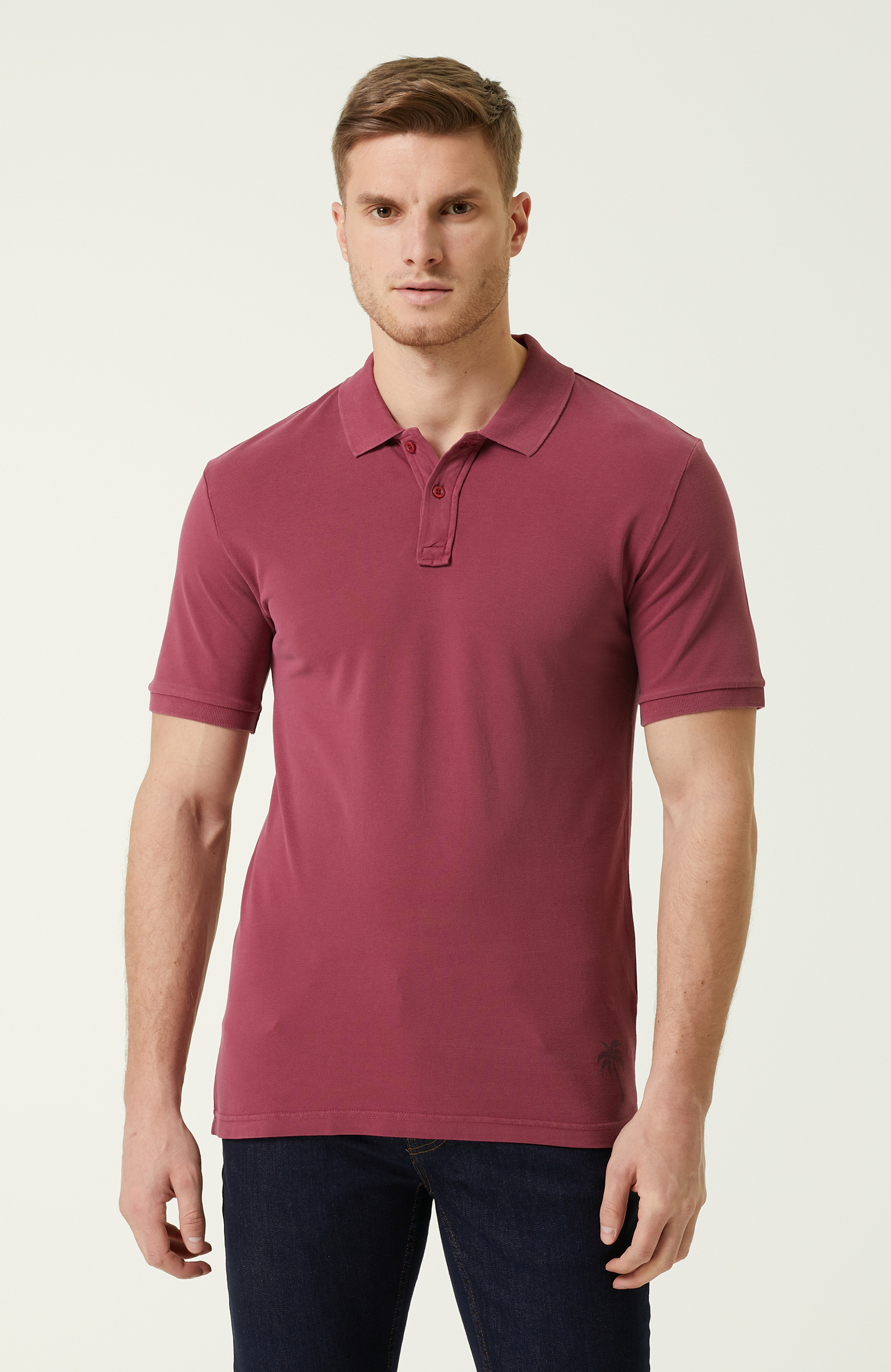 Slim Fit Gül Kurusu Polo Yaka T-shirt Slim Fit Gül Kurusu Polo Yaka T-shirt