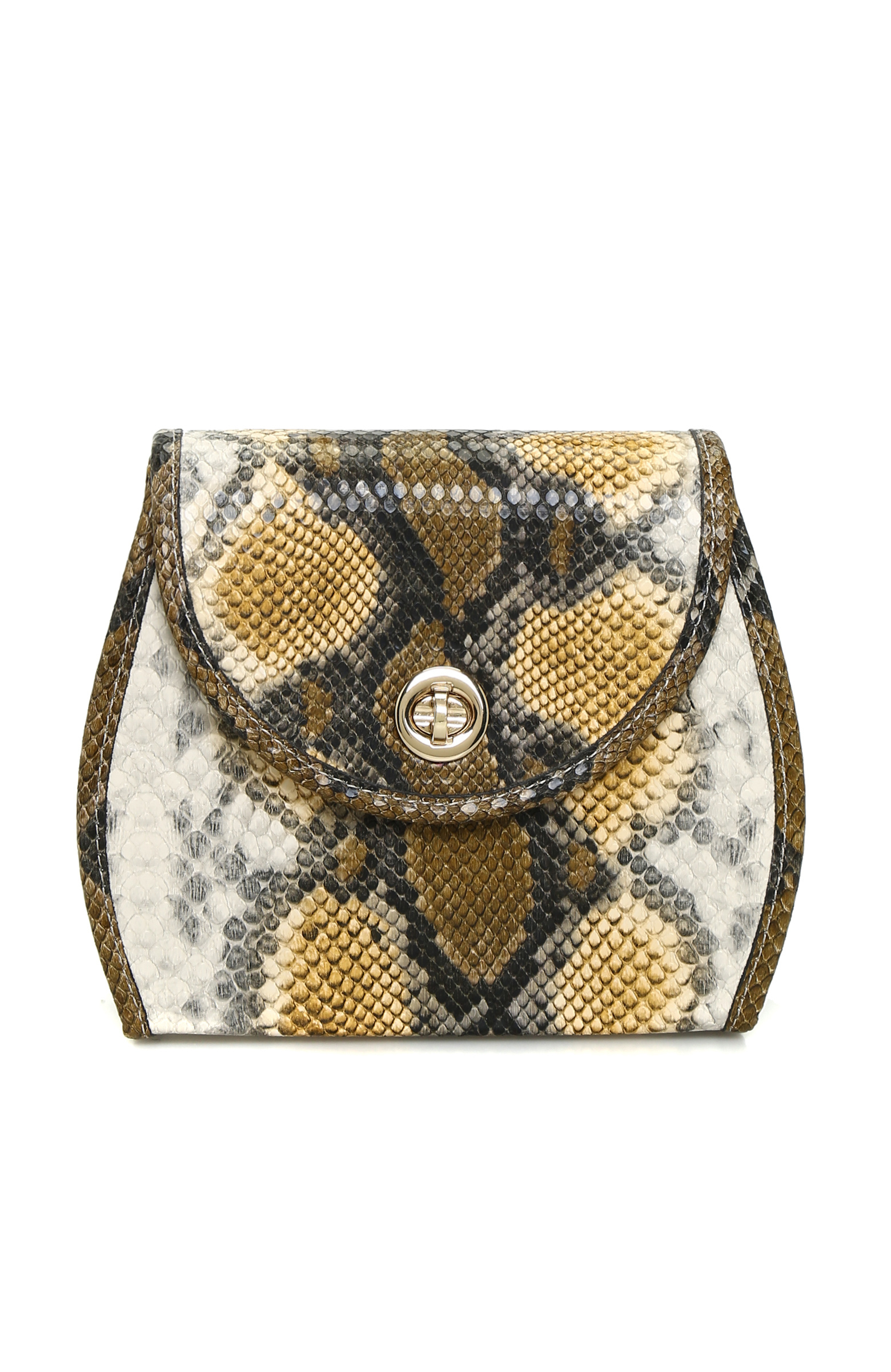 Yılan Baskı Sarı Kadın Postacı Çantası