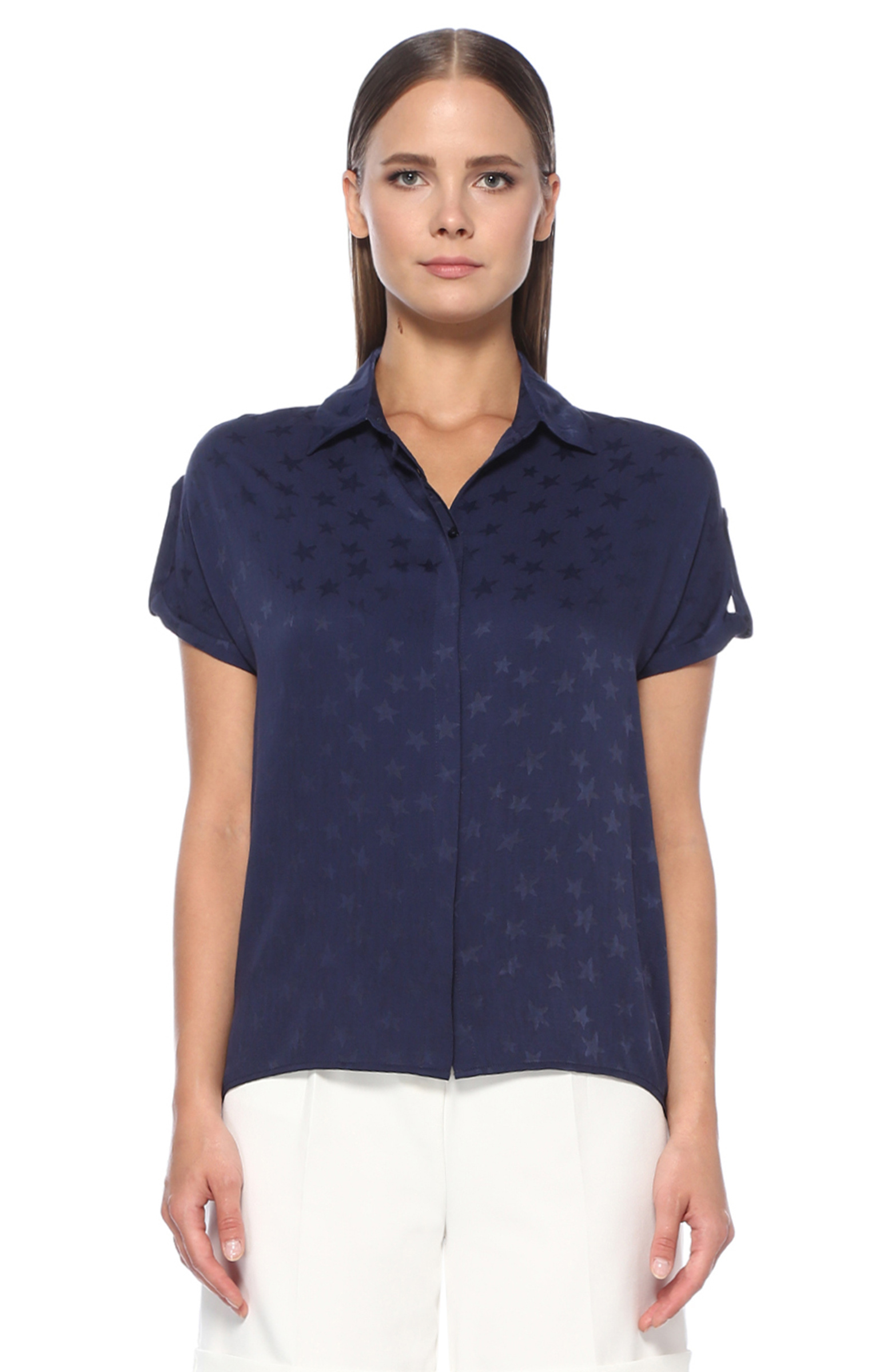 Lacivert Yıldız Jakarlı Gömlek