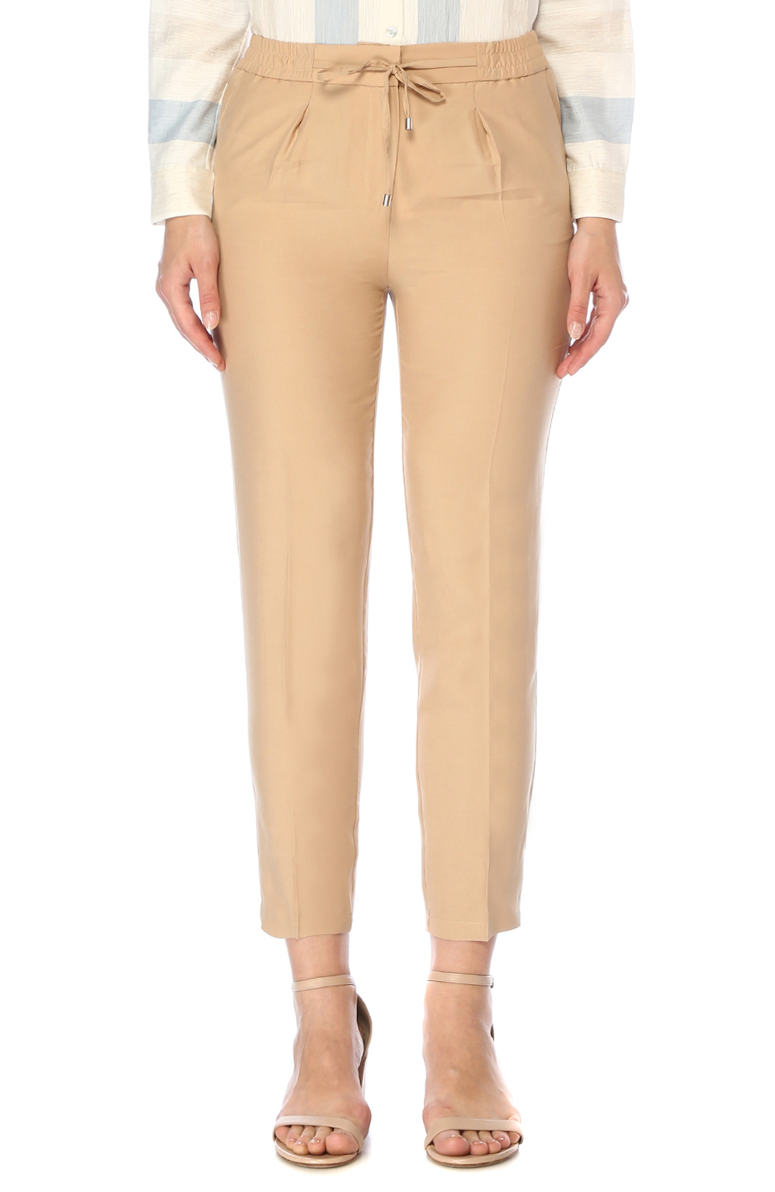 Basic Fit Bej Dar Paça Pantolon