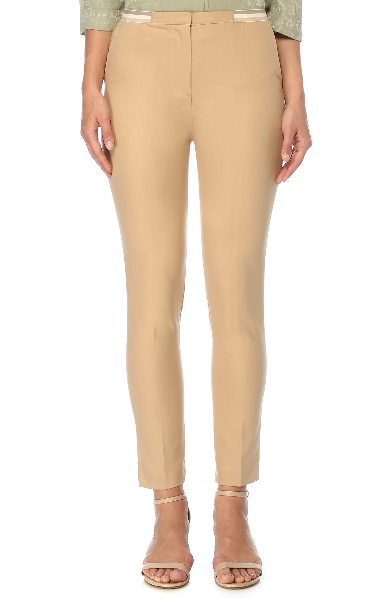 Bej Beli Şeritli Dar Paça Pantolon Bej Beli Şeritli Dar Paça Pantolon