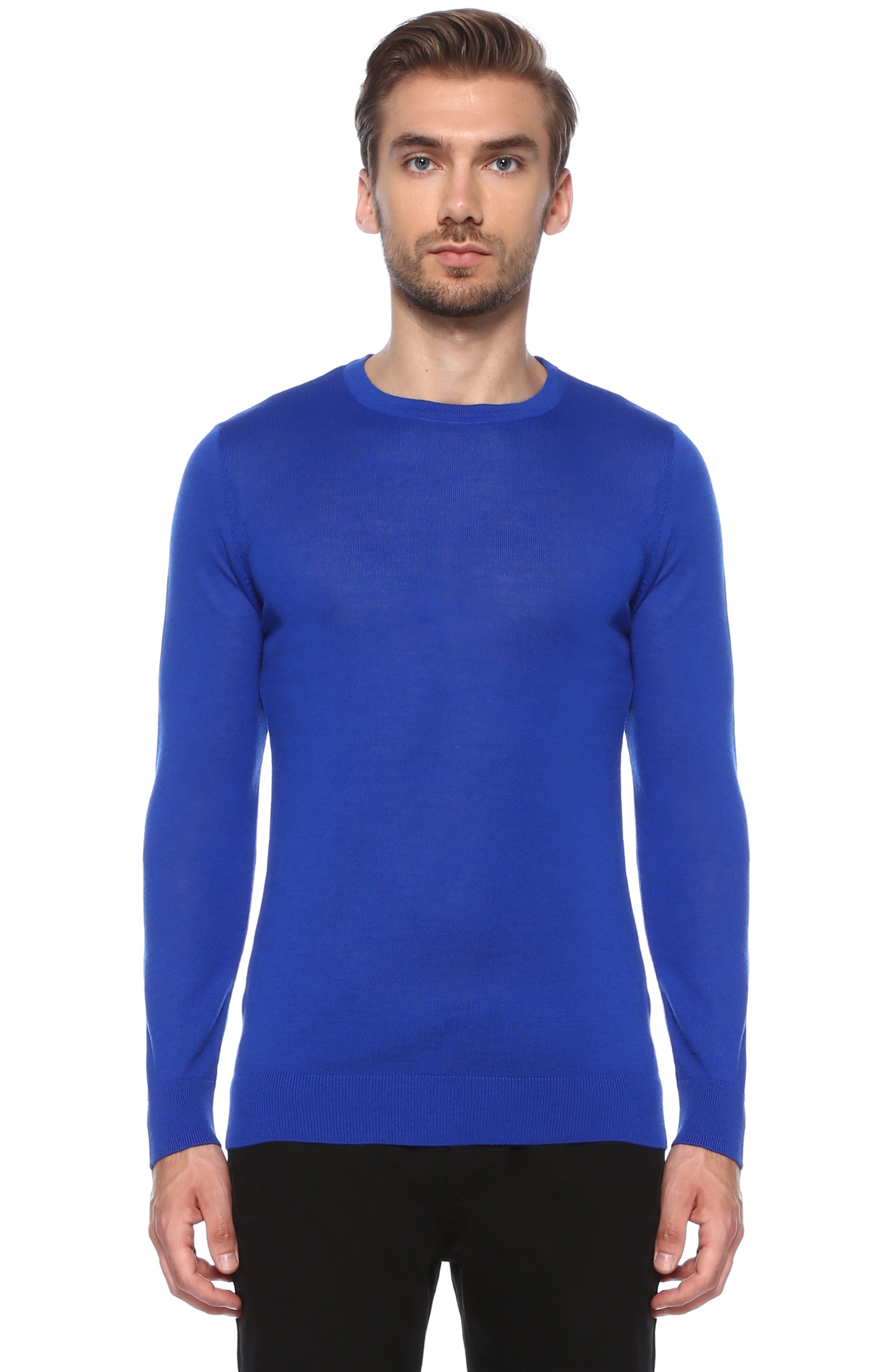 Mavi Bisiklet Yaka Yün Kazak