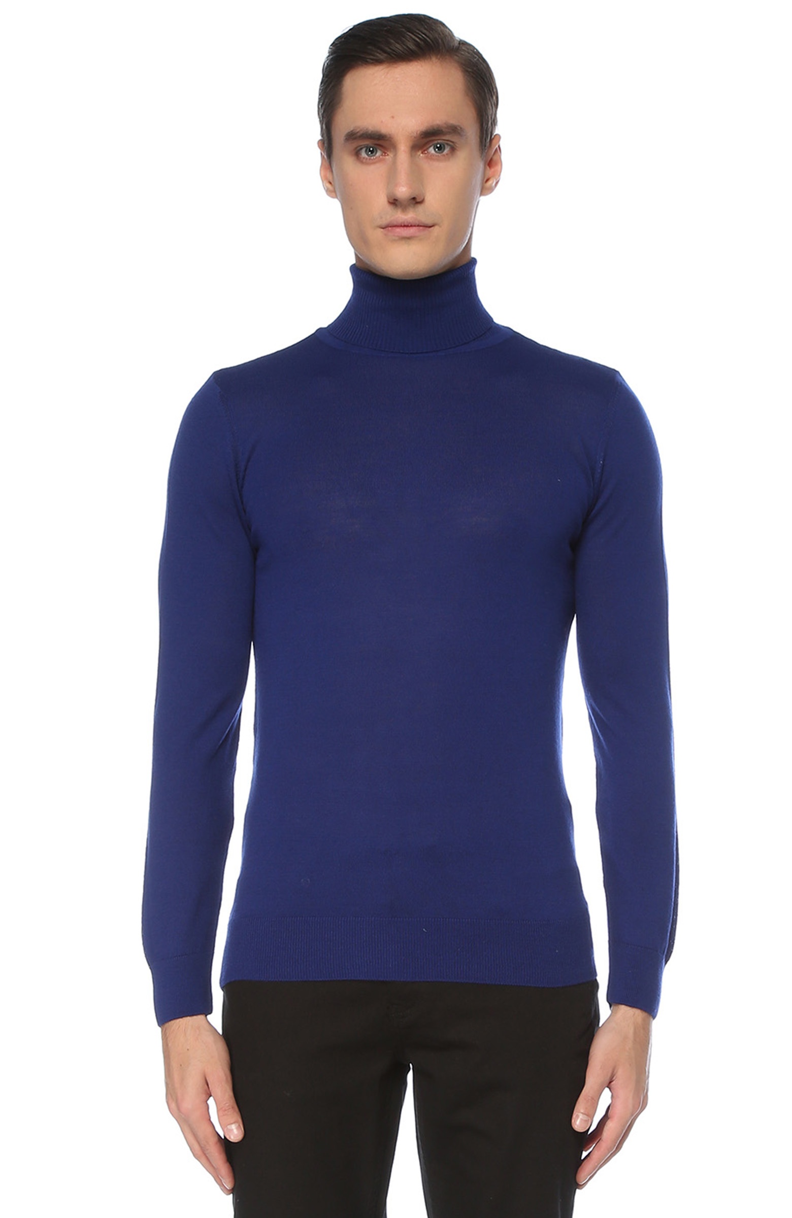 Mavi Balıkçı Yaka Yün Kazak Mavi Balıkçı Yaka Yün Kazak