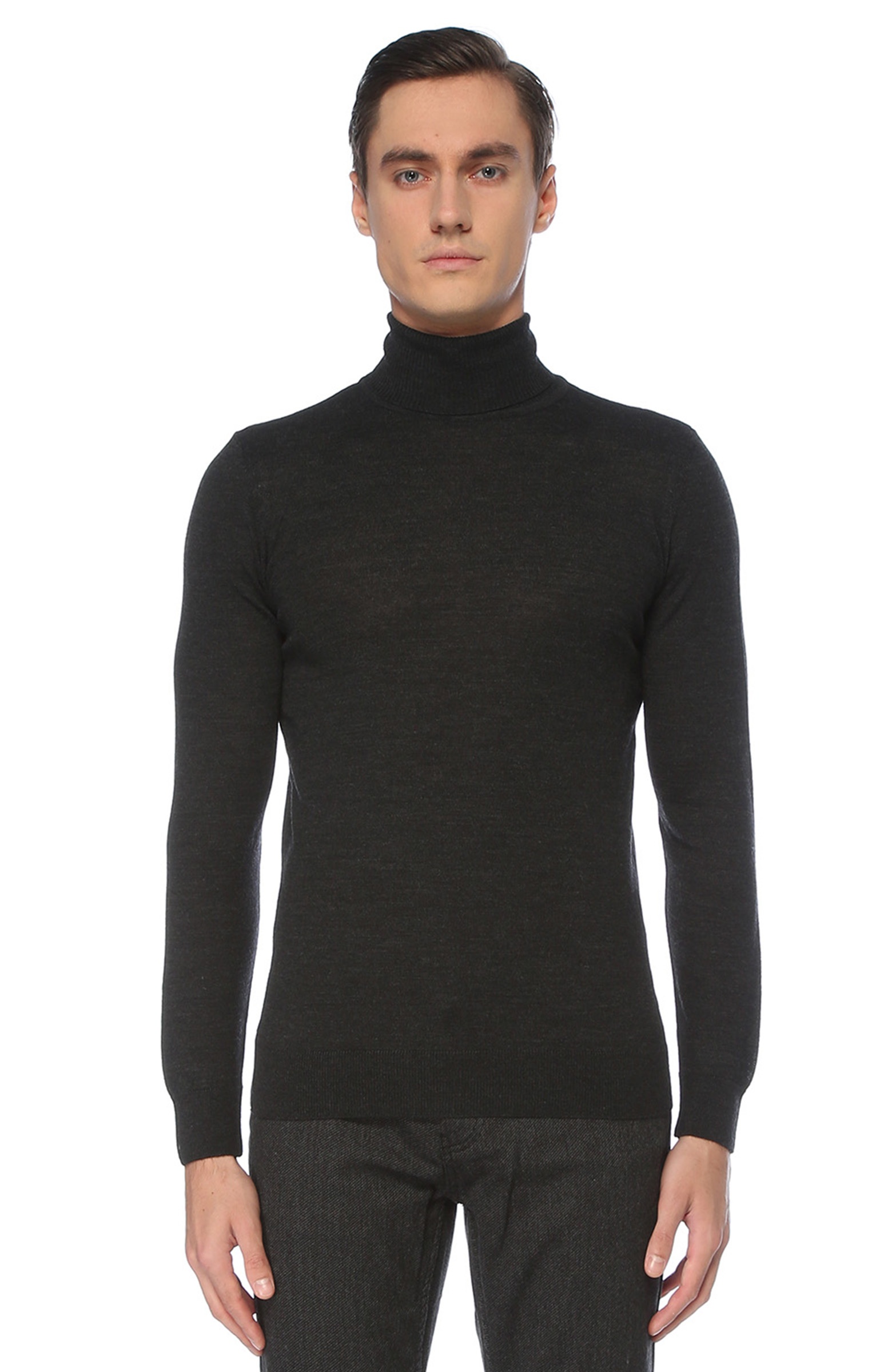 Antrasit Balıkçı Yaka Yün Kazak