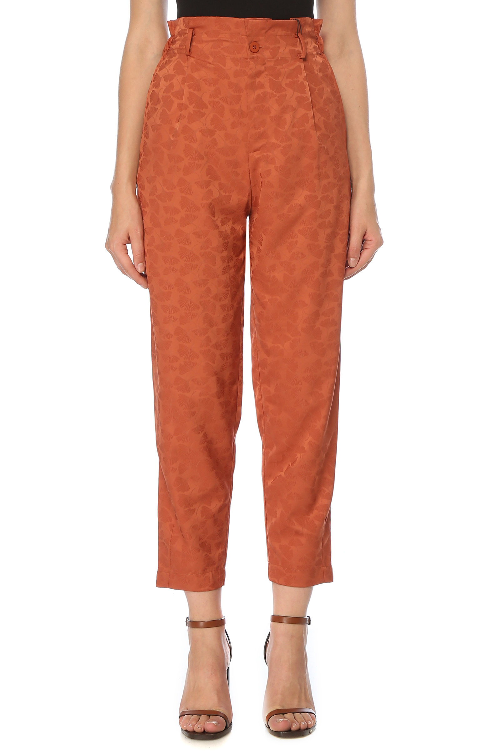 Tarçın Desenli Pili Detaylı Pantolon