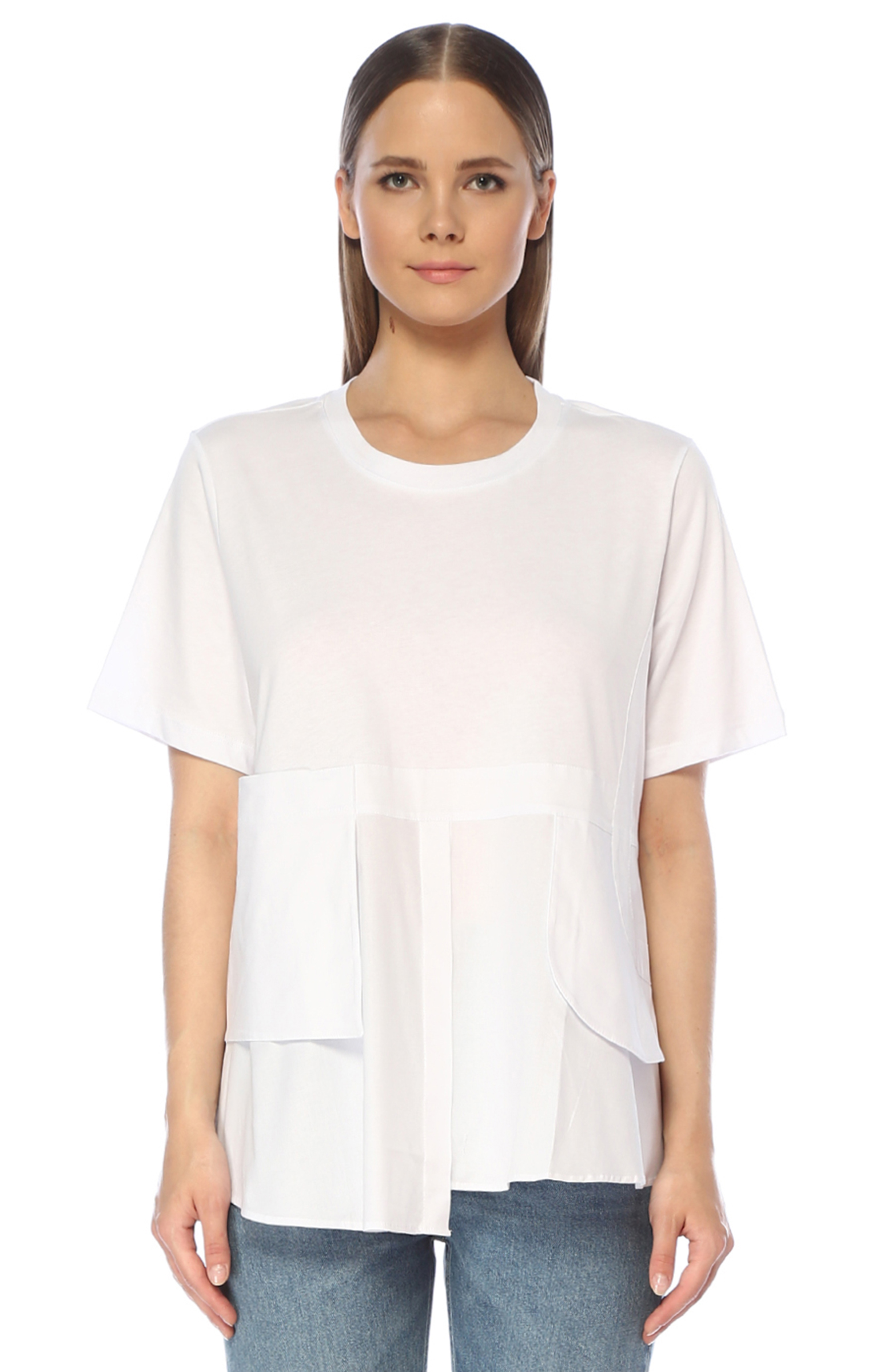 Beyaz Bisiklet Yaka Basic T-Shirt Beyaz Bisiklet Yaka Basic T-Shirt