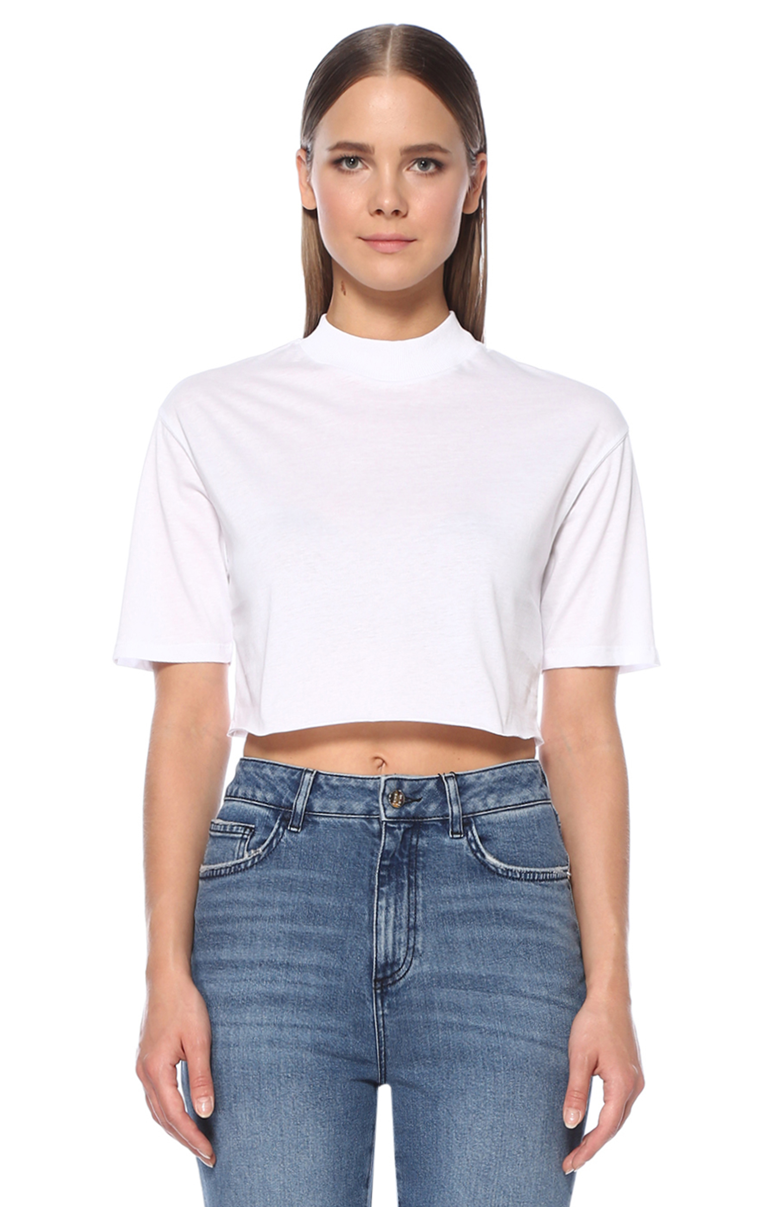 Beyaz Bisiklet Yaka Basic T-Shirt Beyaz Bisiklet Yaka Basic T-Shirt
