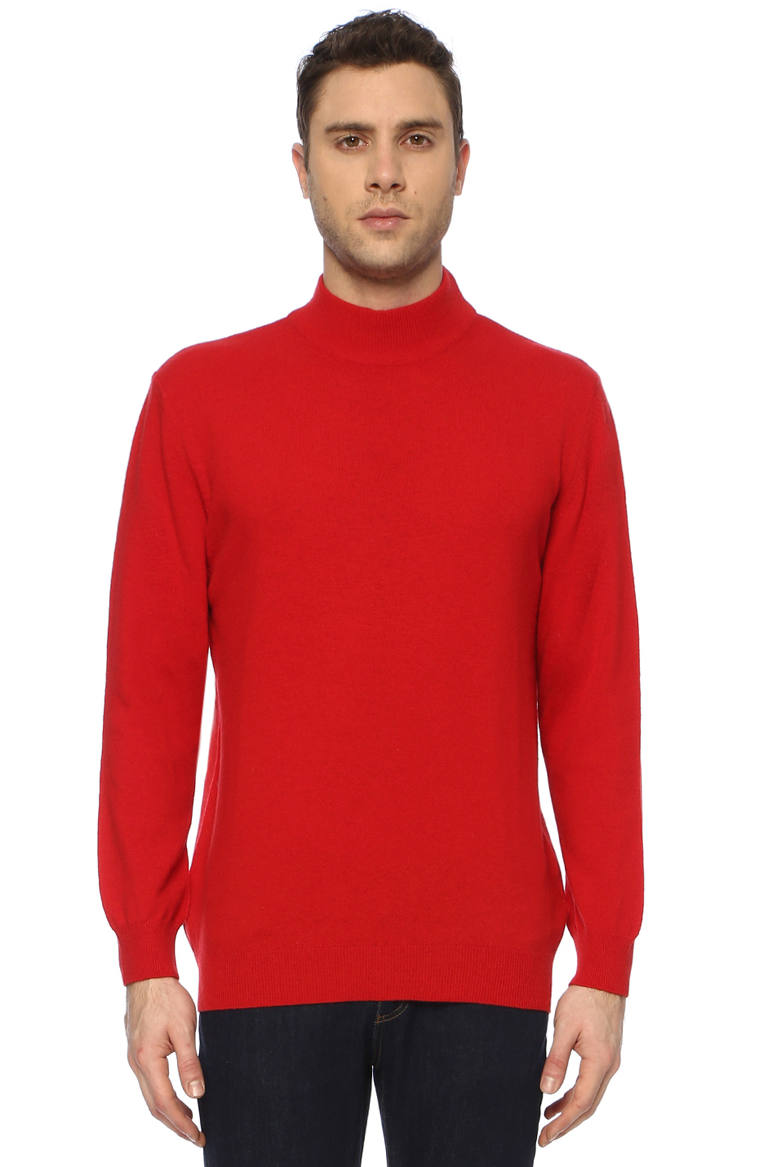 Yarım Balıkçı Yaka Kırmızı Kazak