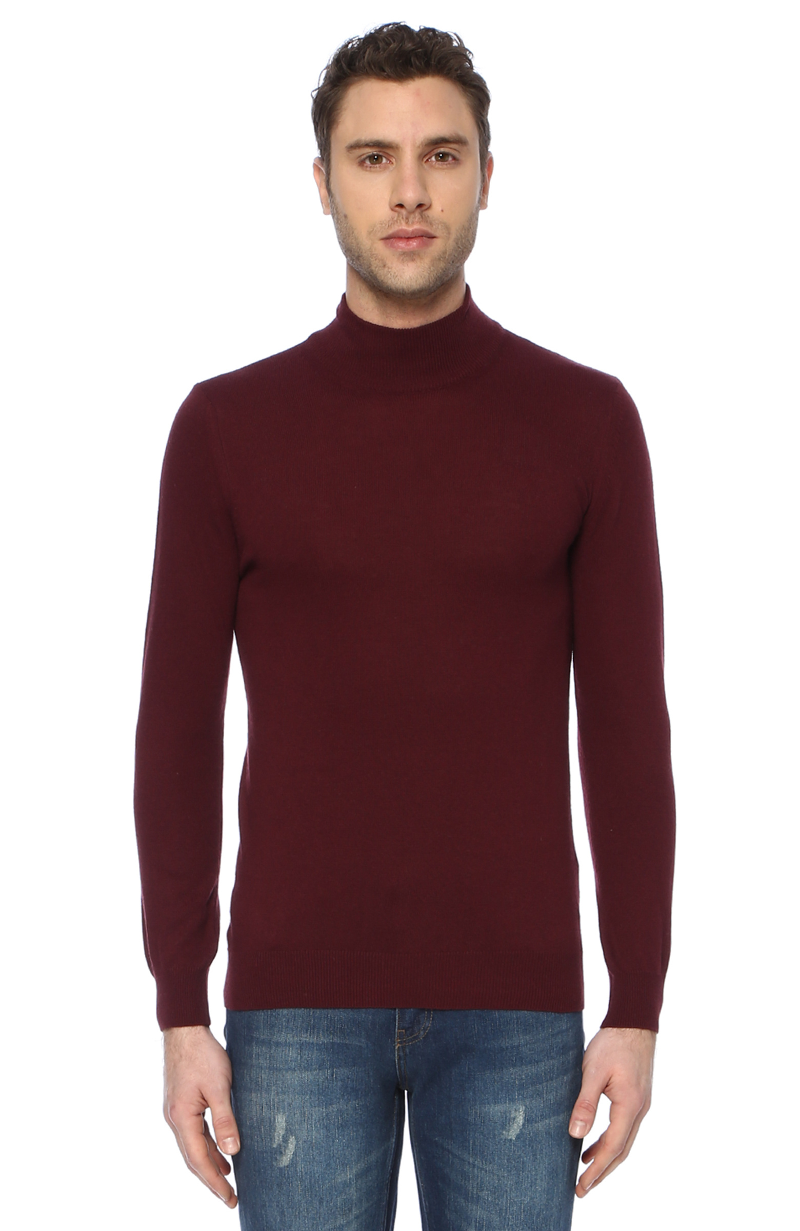 Yarım Balıkçı Yaka Bordo Kazak