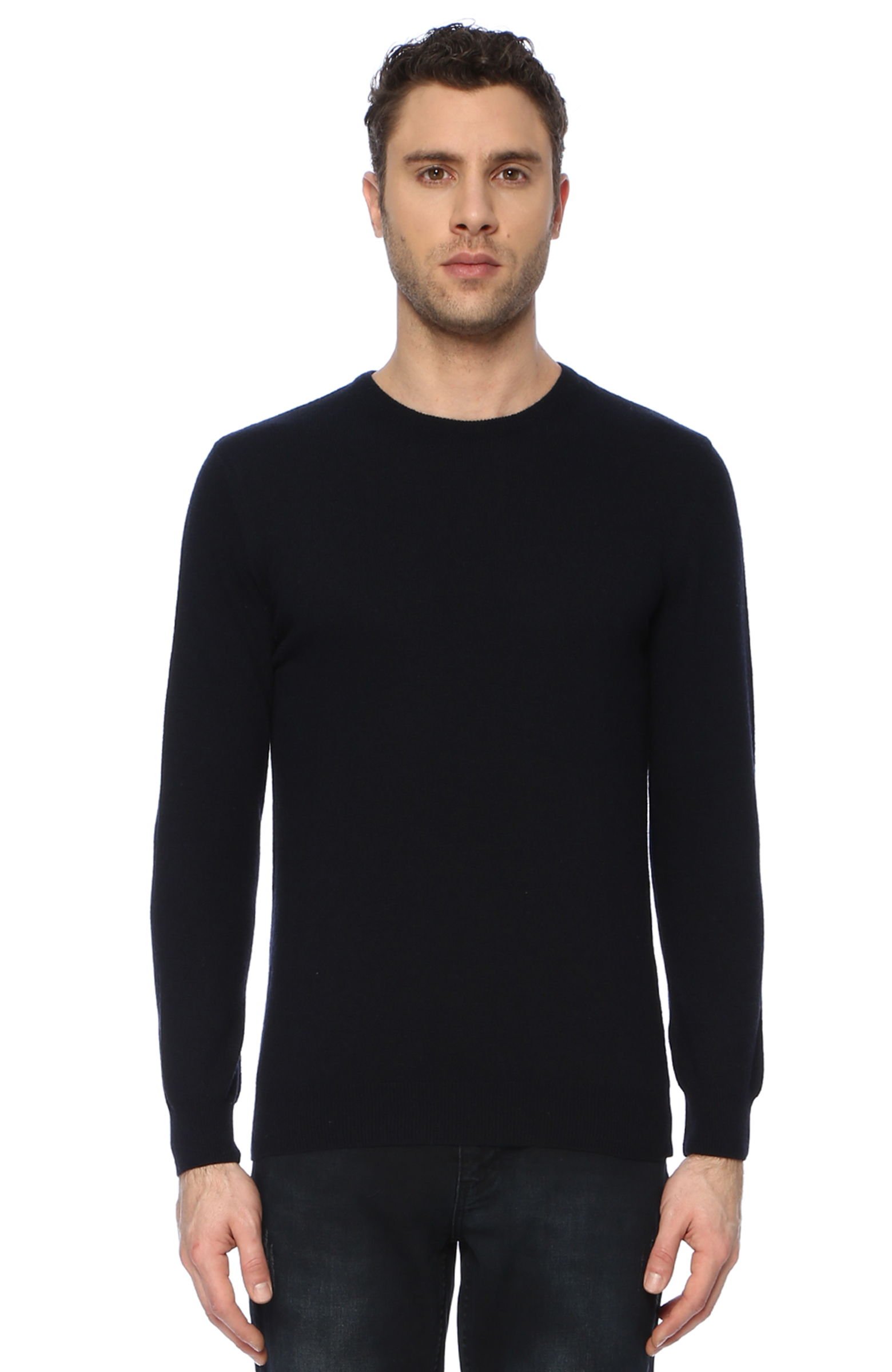 Bisiklet Yaka Koyu Lacivert Kazak