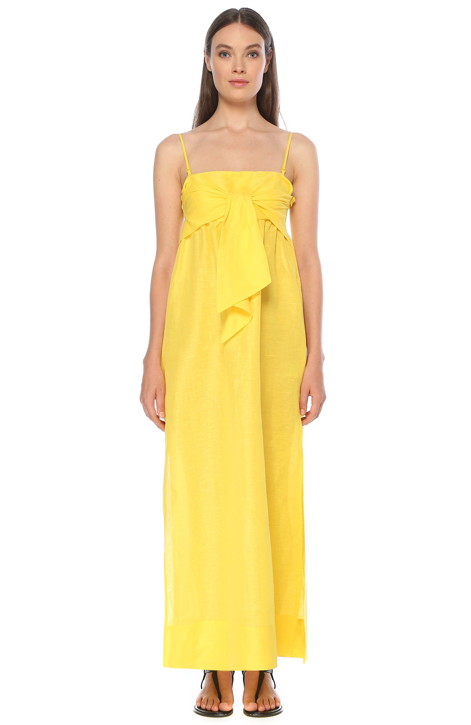 Sarı Düğüm Detaylı Maxi Elbise Sarı Düğüm Detaylı Maxi Elbise